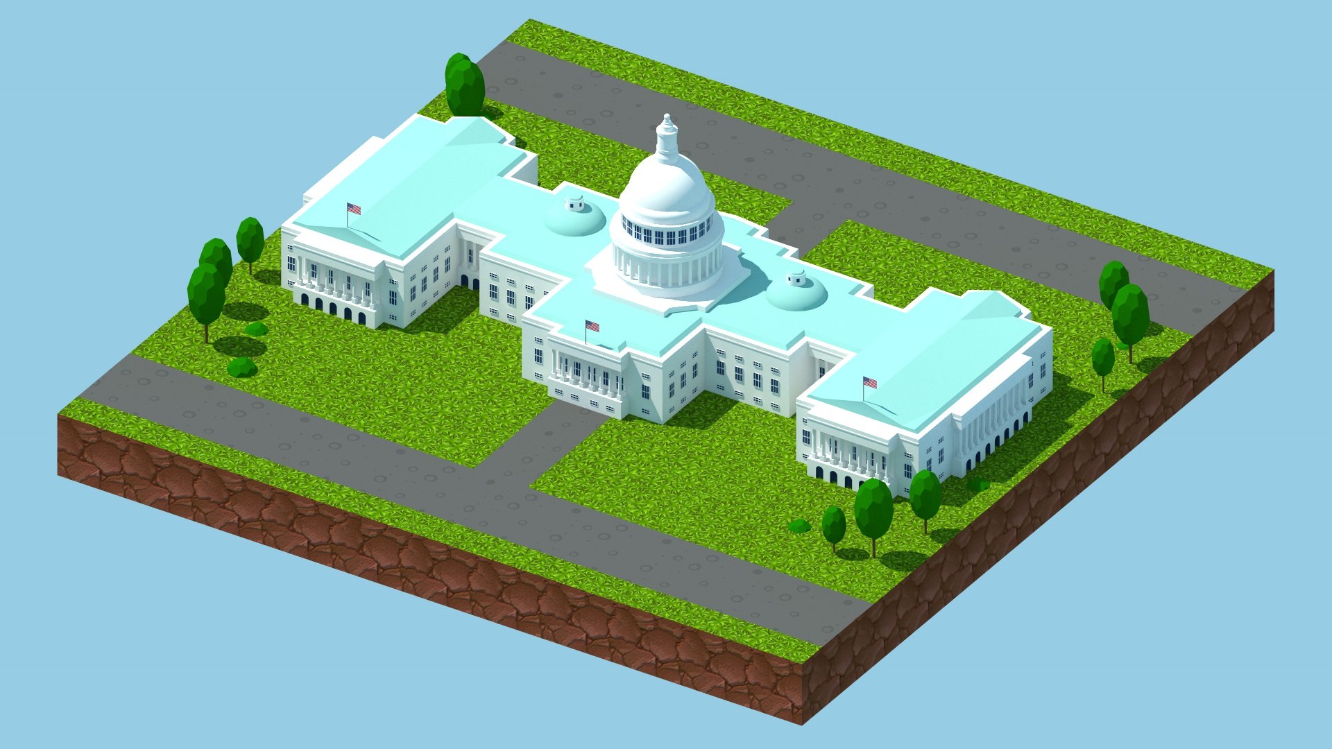 Us Capitol Cartoon Low Poly 3D Model - TurboSquid 2034841