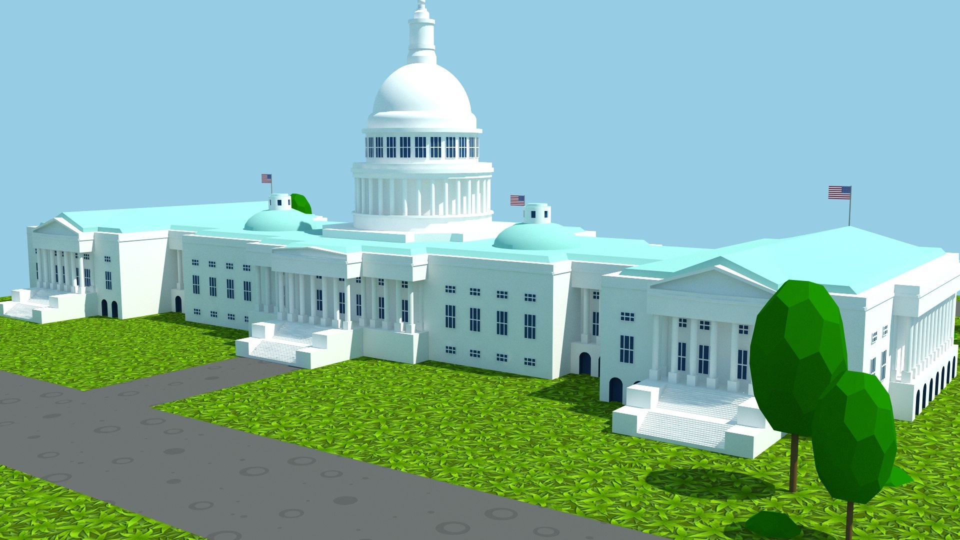 Us Capitol Cartoon Low Poly 3D Model - TurboSquid 2034841