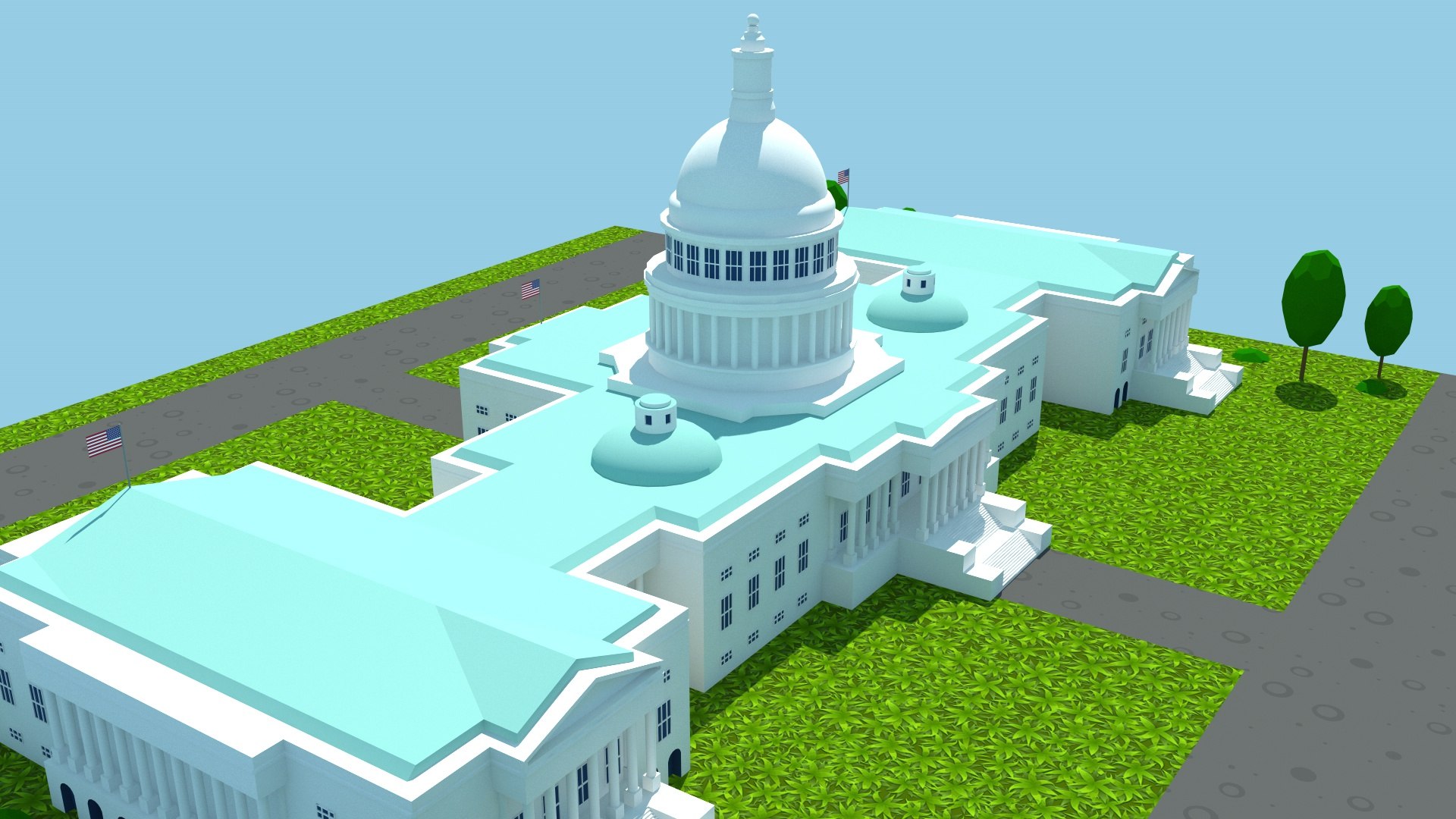 Us Capitol Cartoon Low Poly 3D Model - TurboSquid 2034841