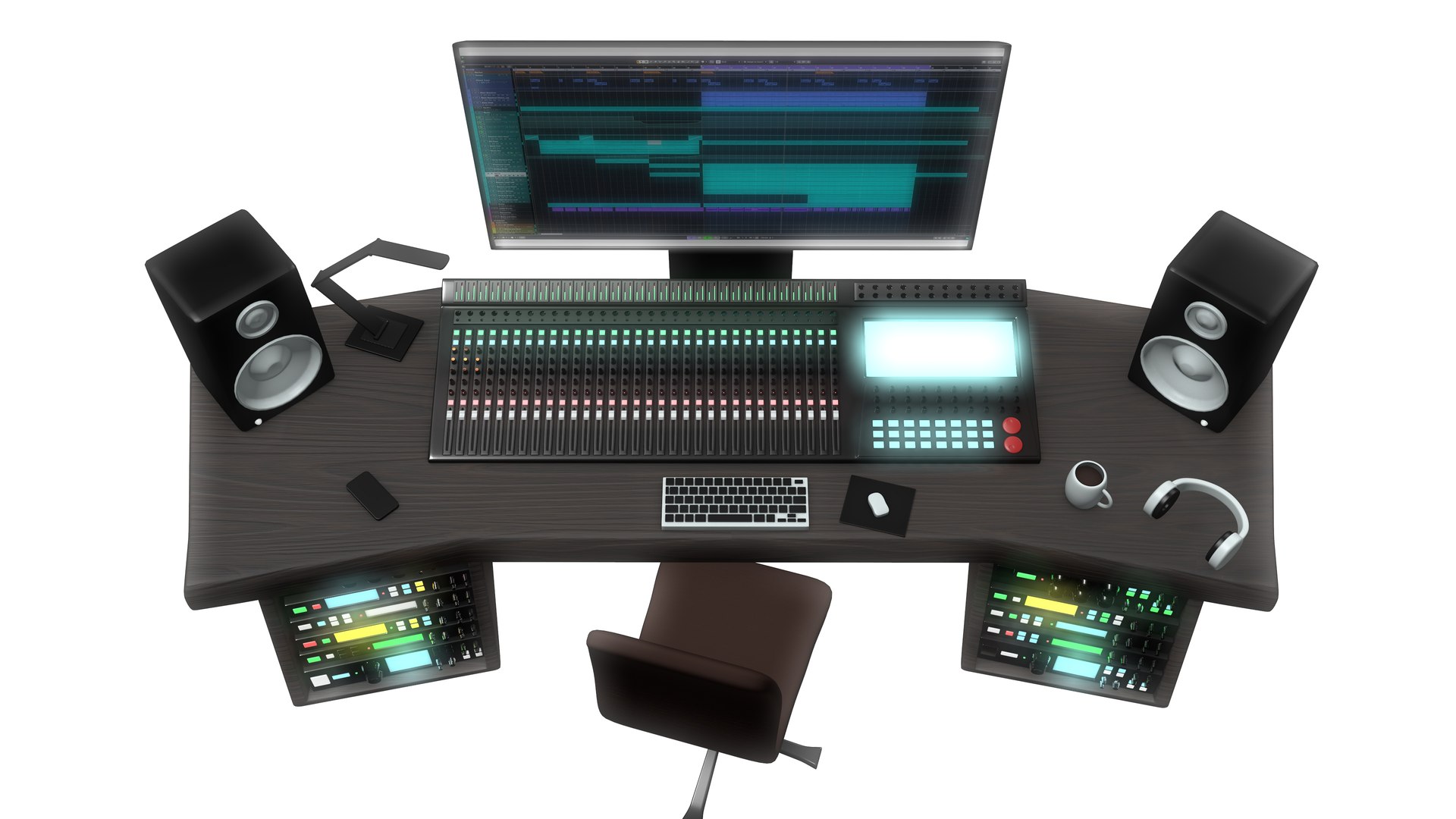 Music Studio Desk Setup 3D model - TurboSquid 2017704