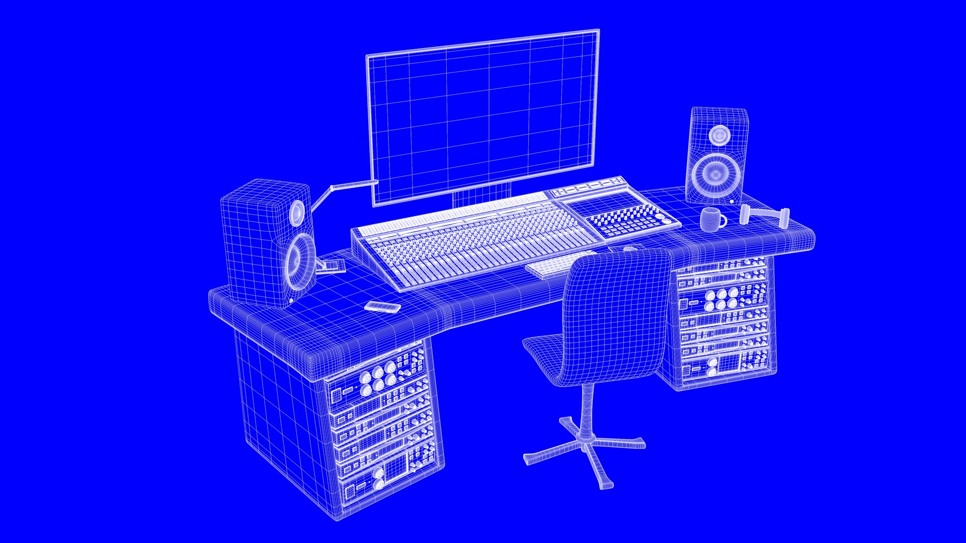 Music Studio Desk Setup 3D model - TurboSquid 2017704