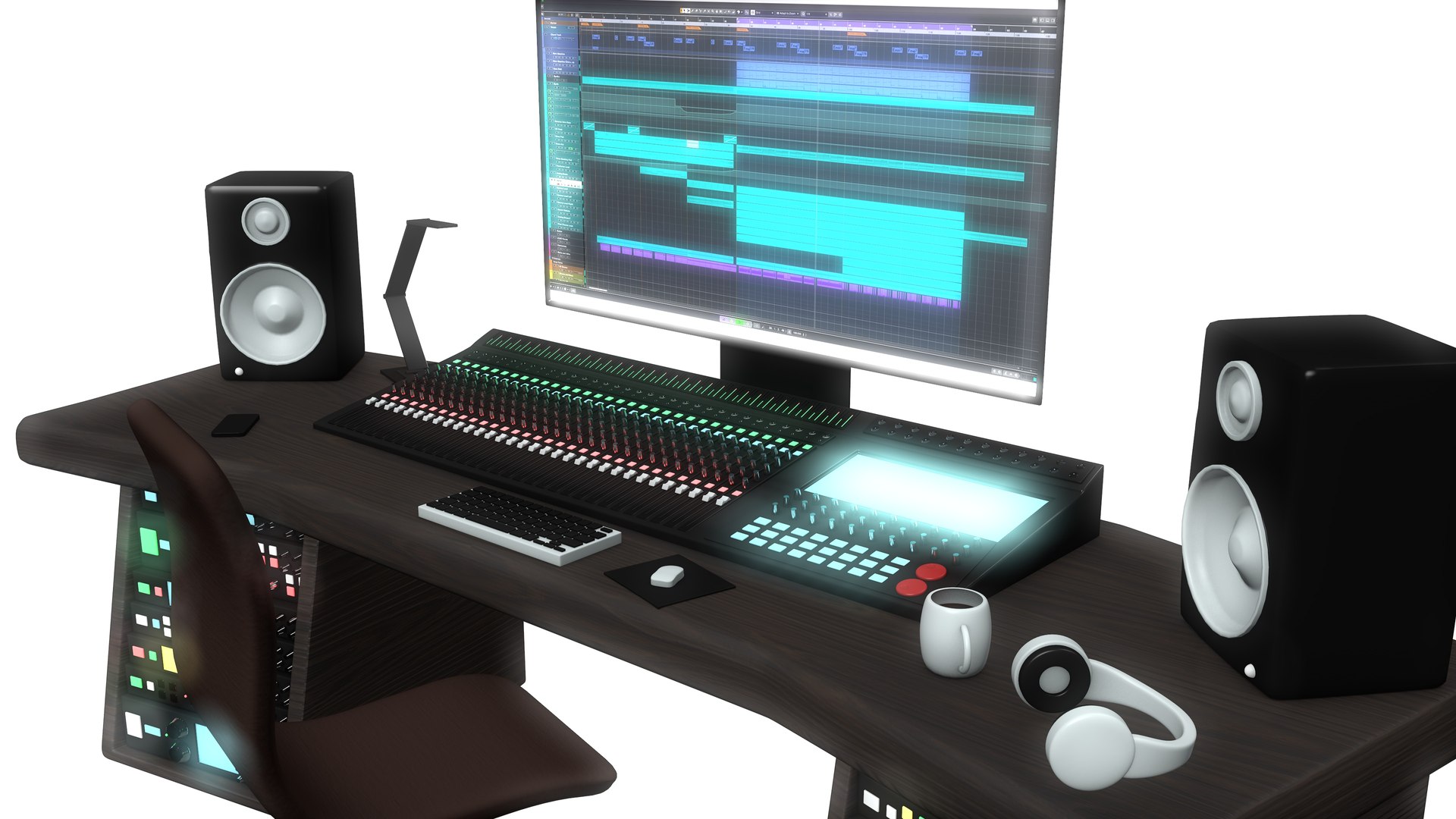 Music Studio Desk Setup 3D model - TurboSquid 2017704