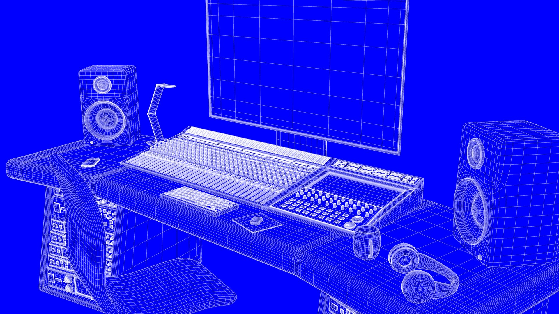 Music Studio Desk Setup 3D model - TurboSquid 2017704