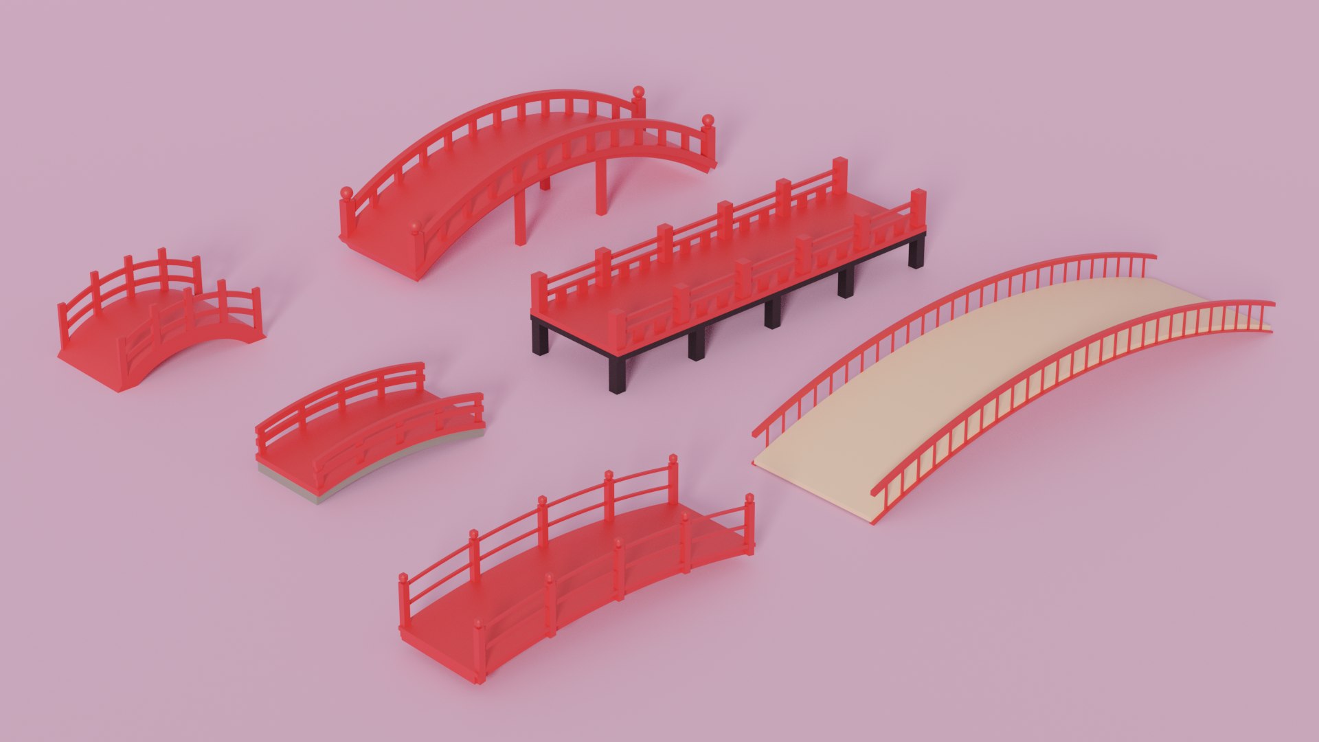 Cartoon Asian Japanese Bridge Collection 3D - TurboSquid 1792670