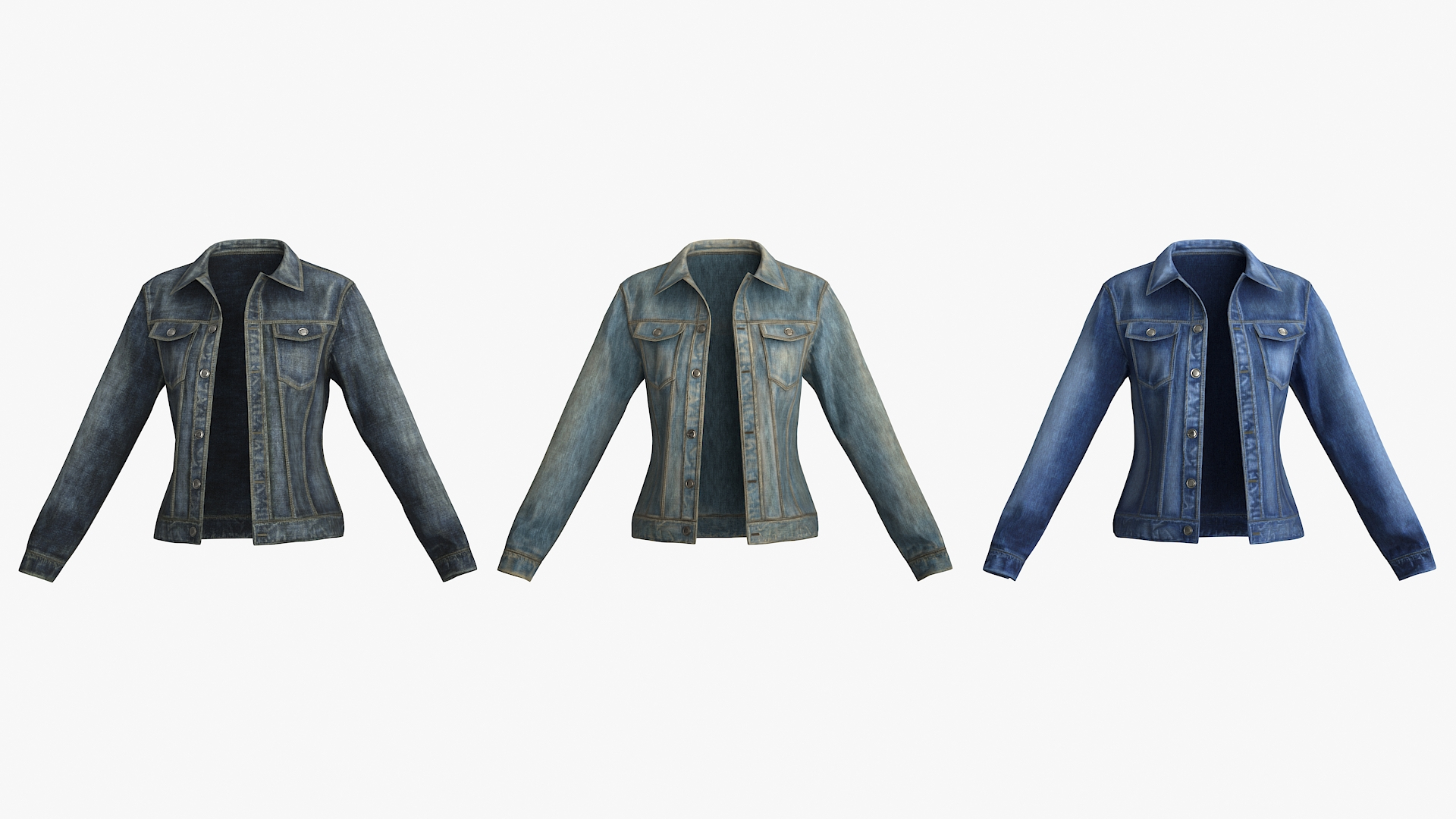 Female Denim Jacket 3 Colors 3D Model - TurboSquid 2339915