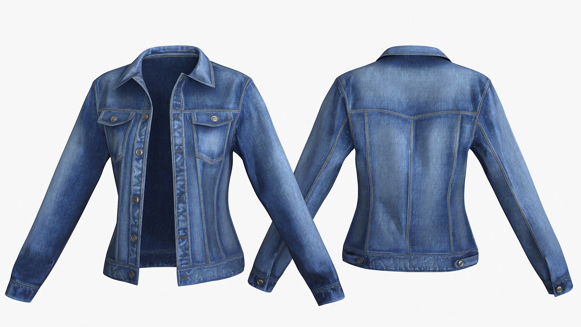 Female Denim Jacket 3 Colors 3D Model - TurboSquid 2339915