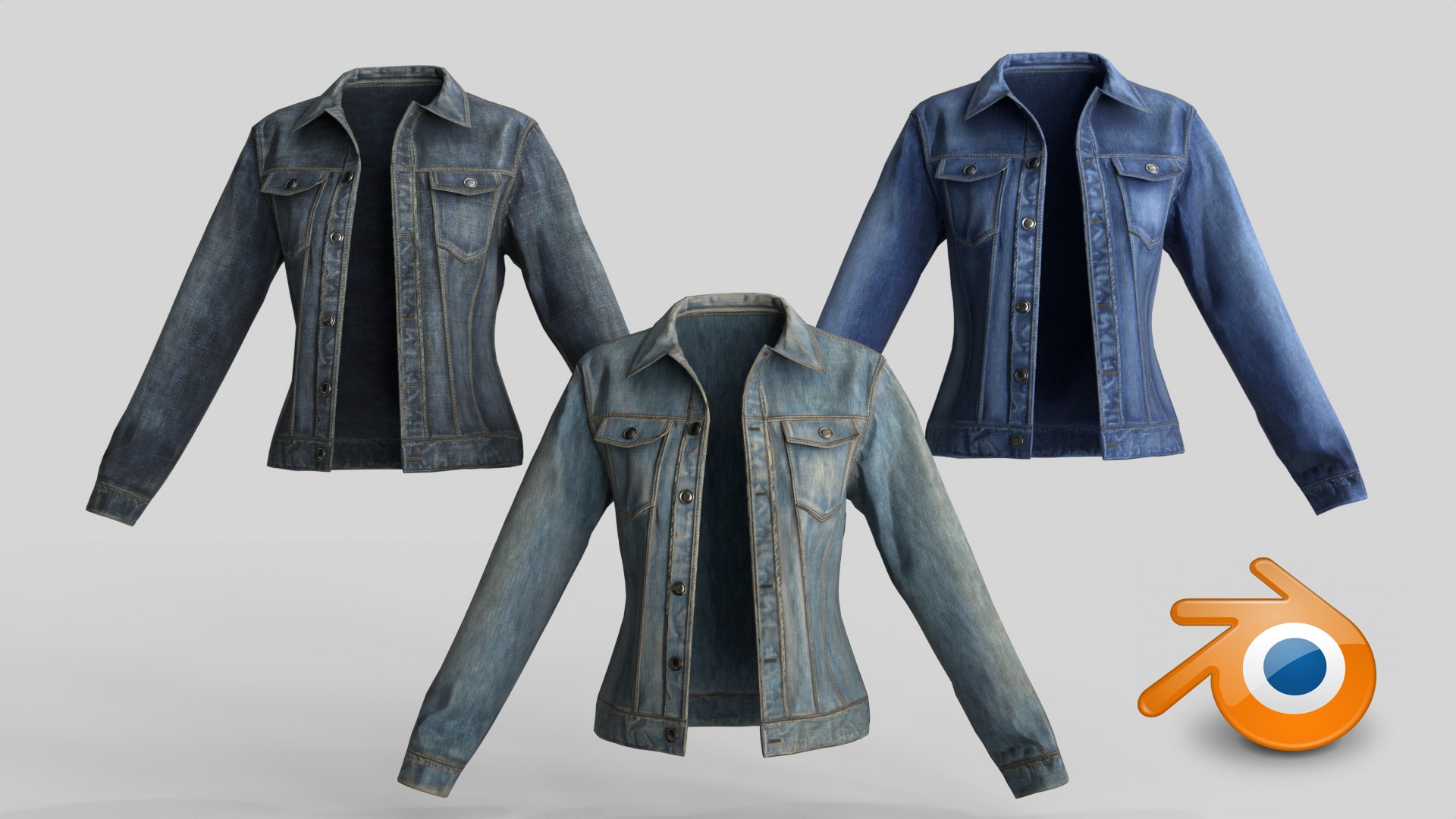 Female Denim Jacket 3 Colors 3D Model - TurboSquid 2339915