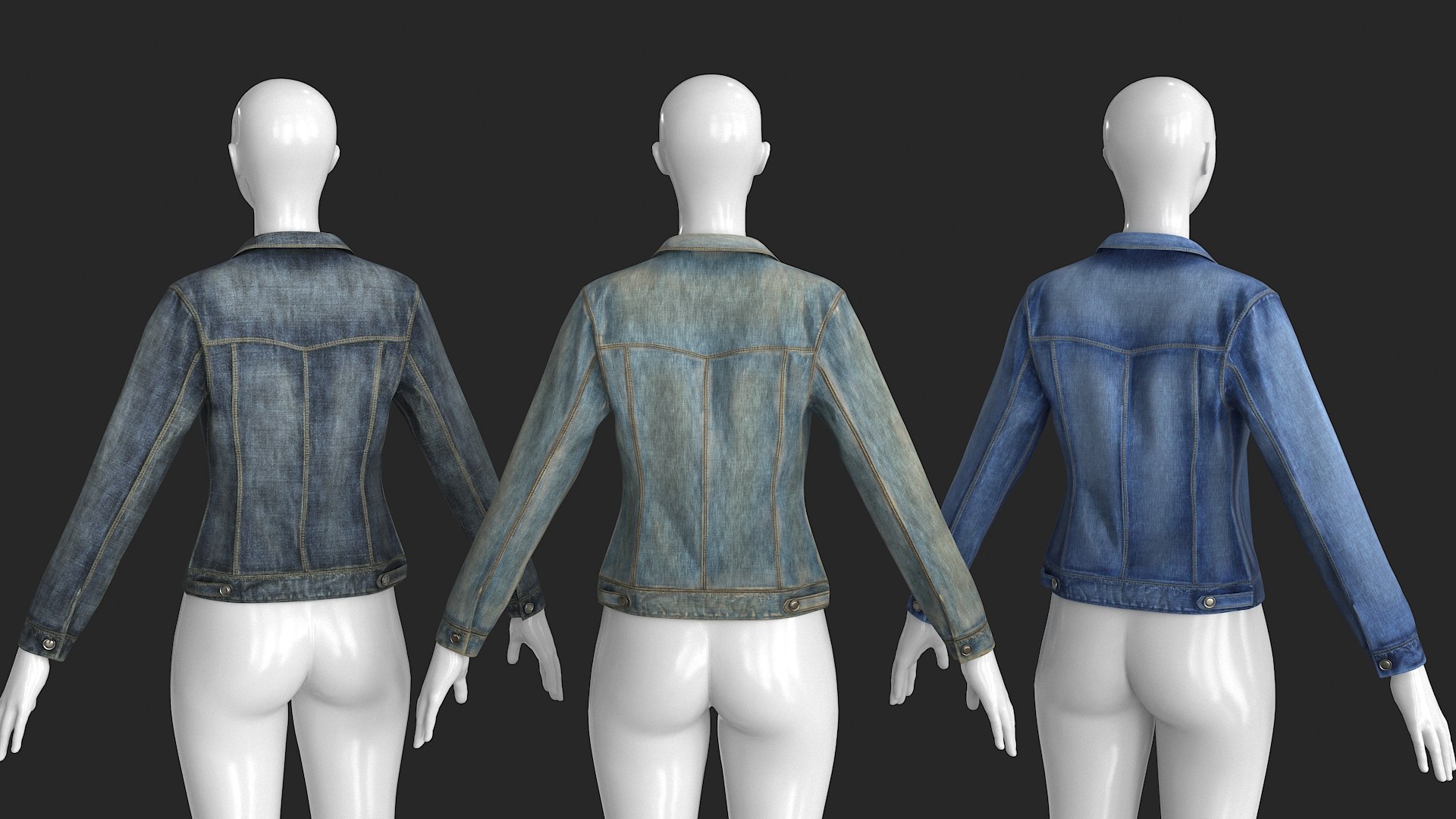 Female Denim Jacket 3 Colors 3D Model - TurboSquid 2339915