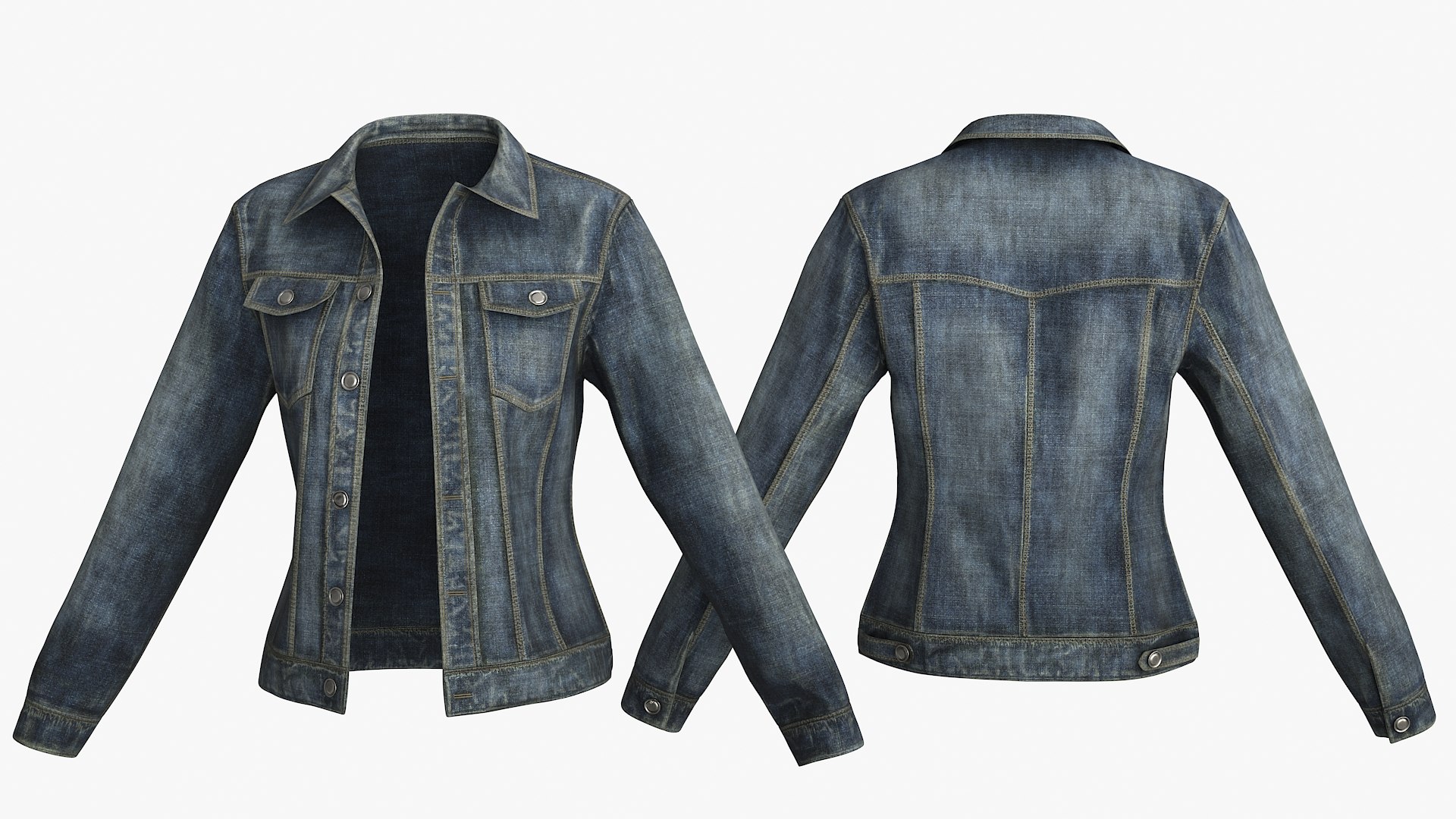 Female Denim Jacket 3 Colors 3D Model - TurboSquid 2339915