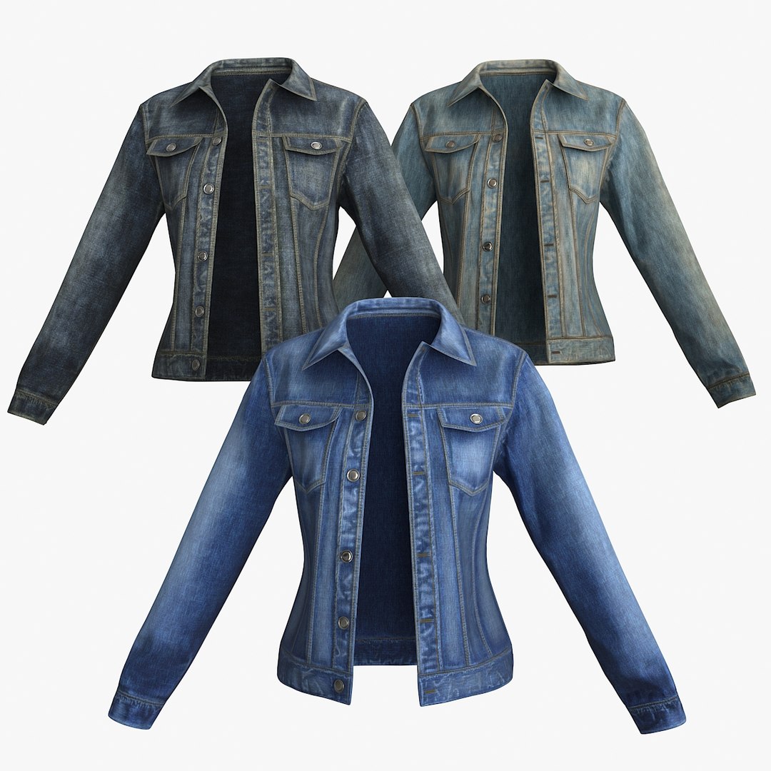 Female Denim Jacket 3 Colors 3D Model - TurboSquid 2339915