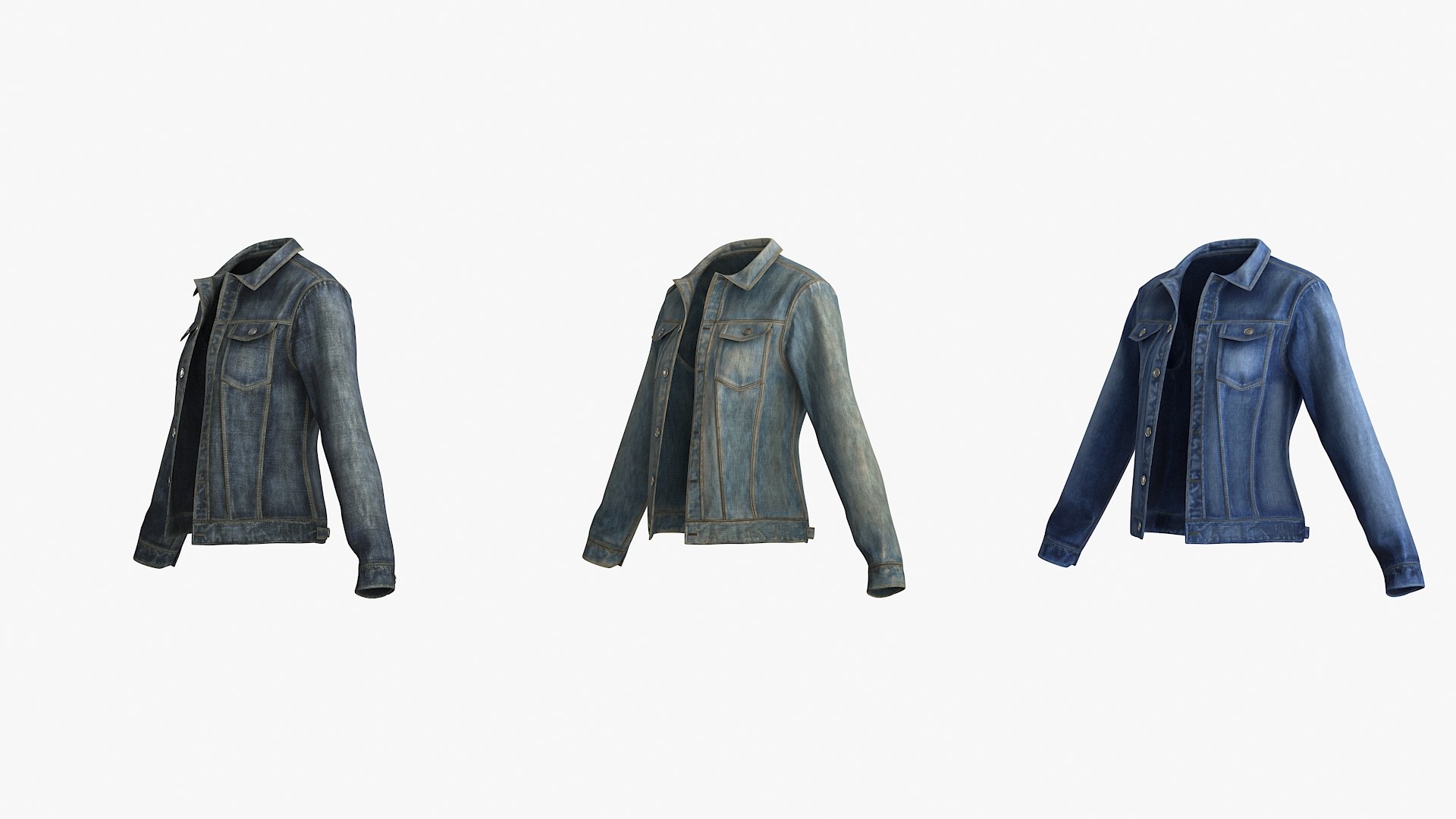 Female Denim Jacket 3 Colors 3D Model - TurboSquid 2339915