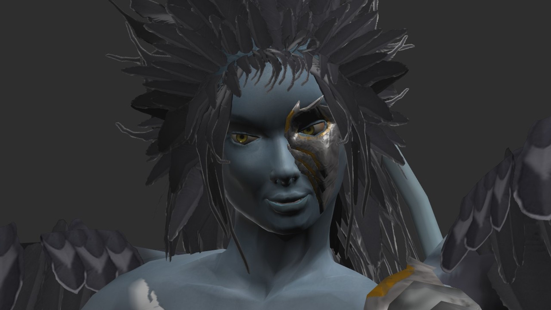 winged female creature 3d model