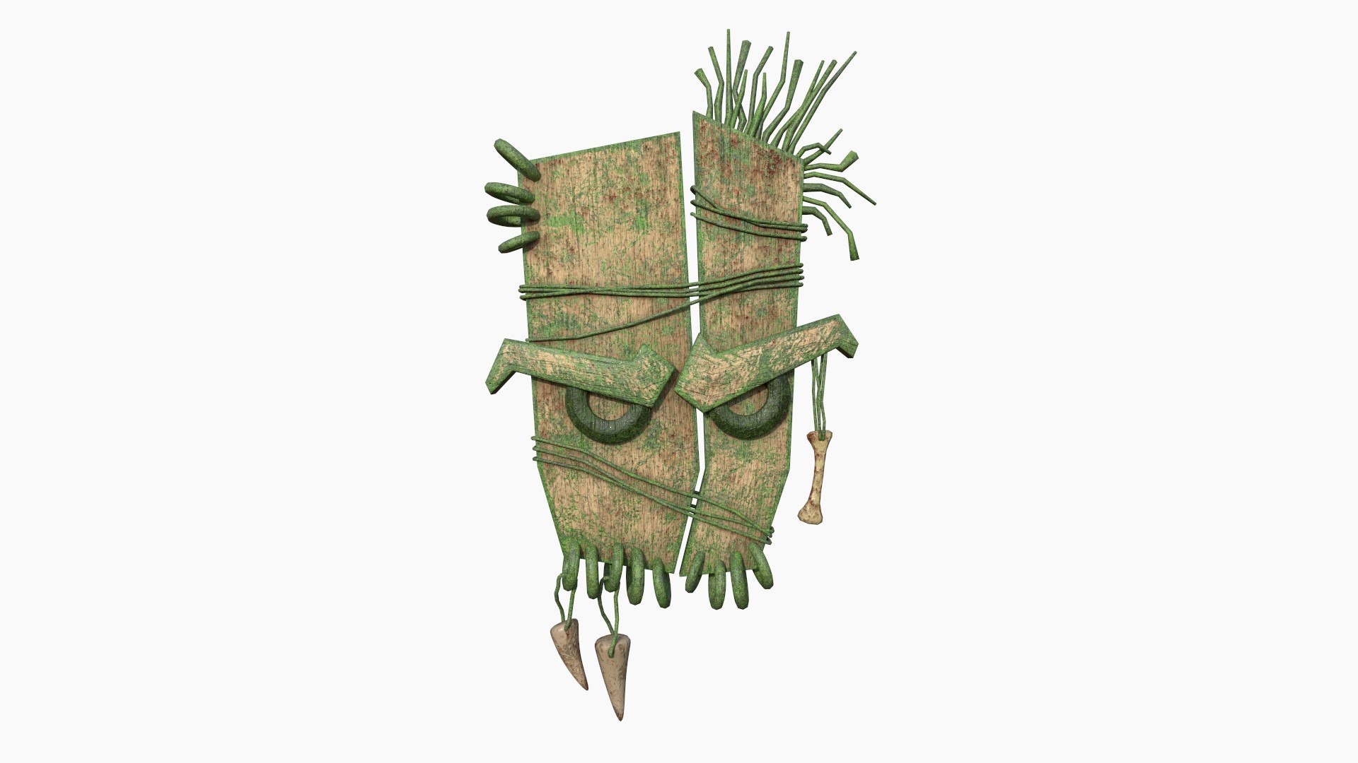 Tribal Mask B10 Wood Mud - Costume Character Design 3D Model ...
