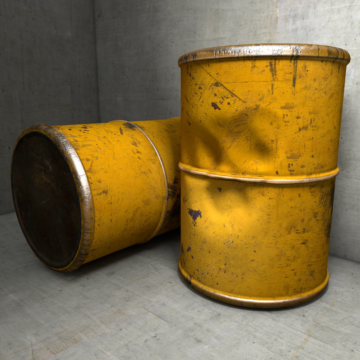 3d metal waste barrel model