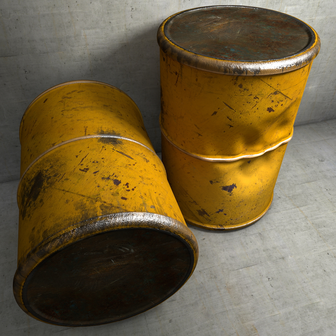 3d metal waste barrel model