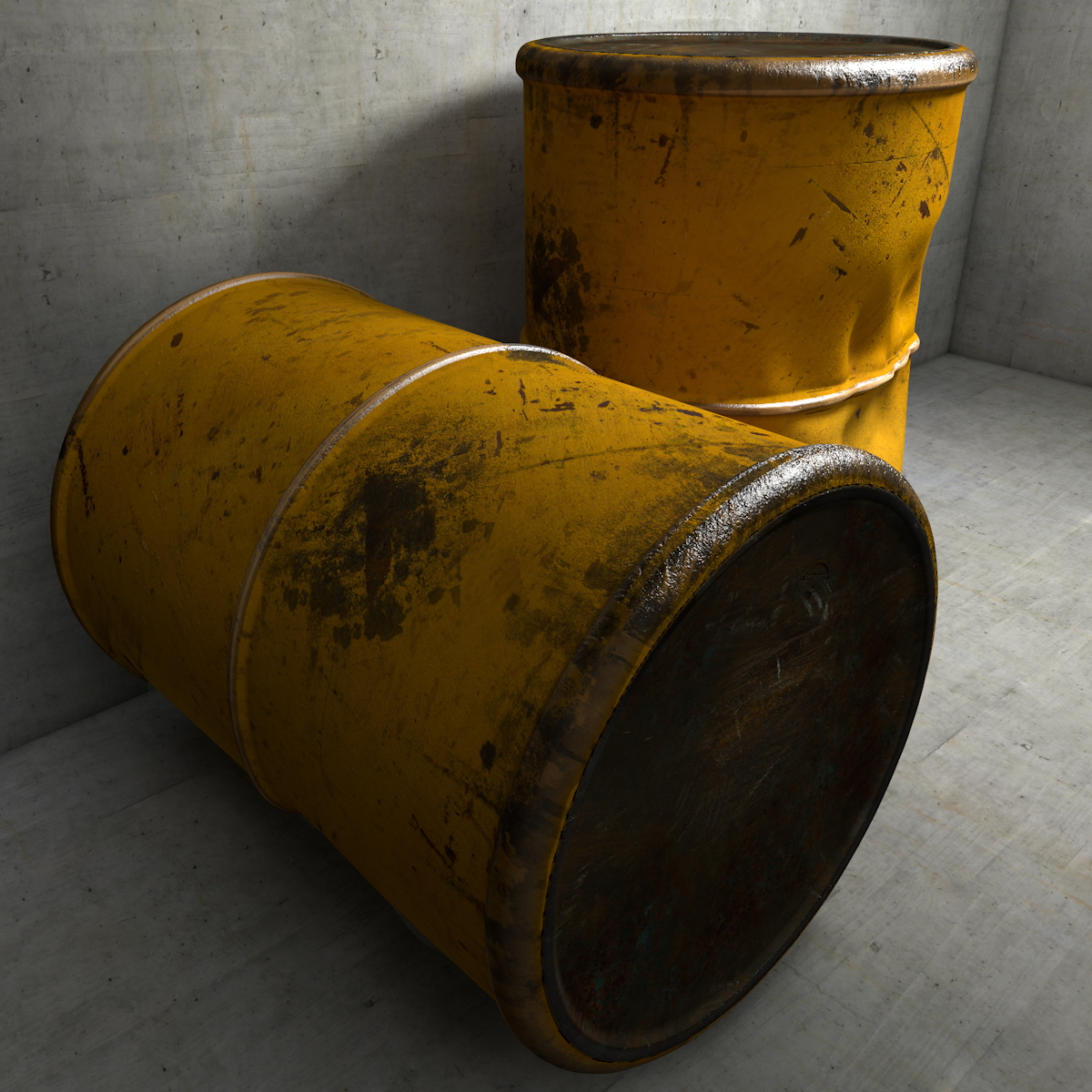 3d metal waste barrel model