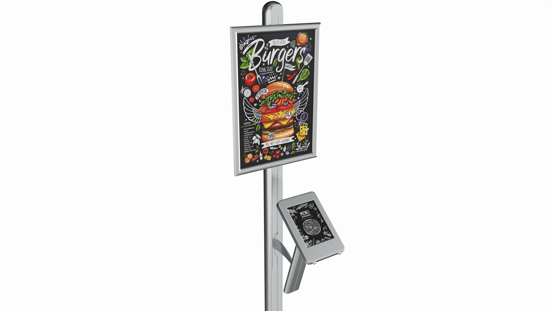 Store Exhibition Freestanding Info Tablet Holder With Poster 3D Model ...