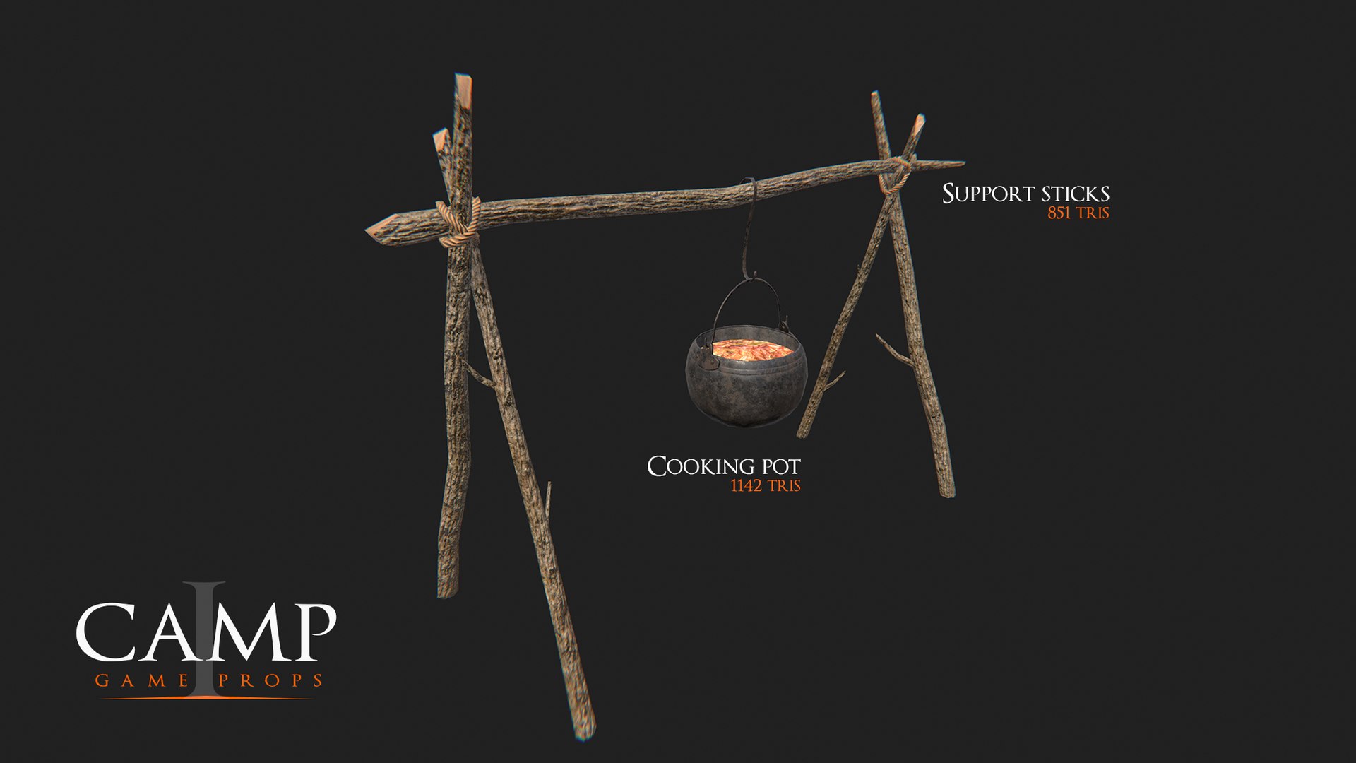3d camp - props cooking pot model