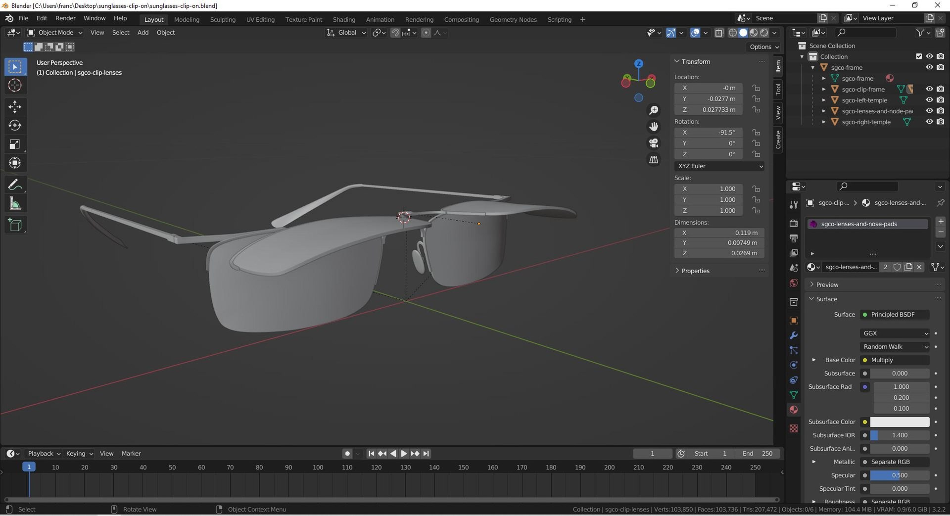 Sunglasses clip-on 3D model - TurboSquid 1947740