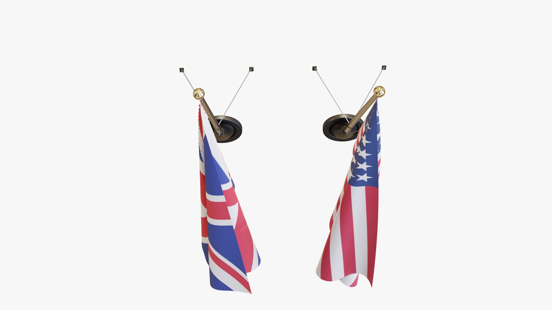 Wall-Mount Flags 3D Model - TurboSquid 2307095