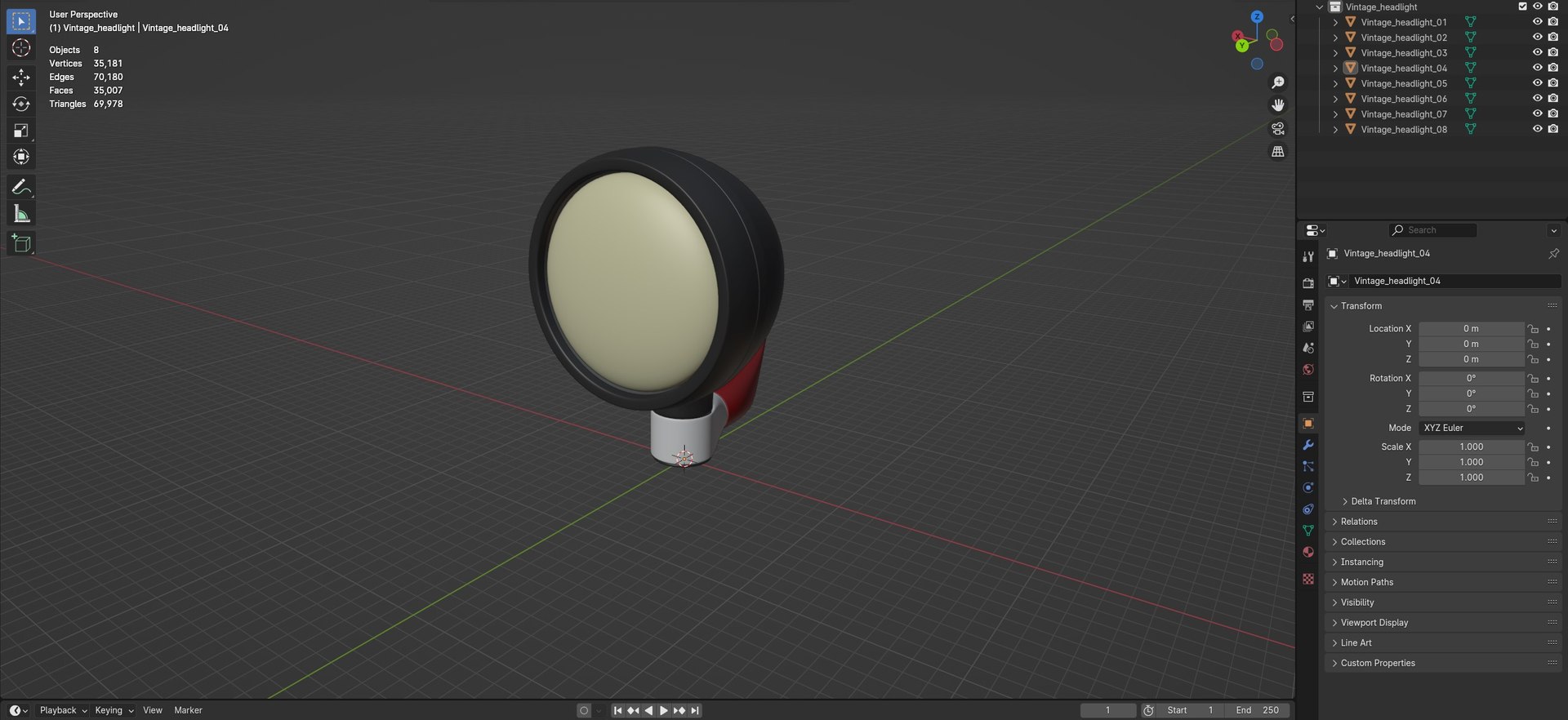 Vintage Headlight 3D Model - TurboSquid 2290622
