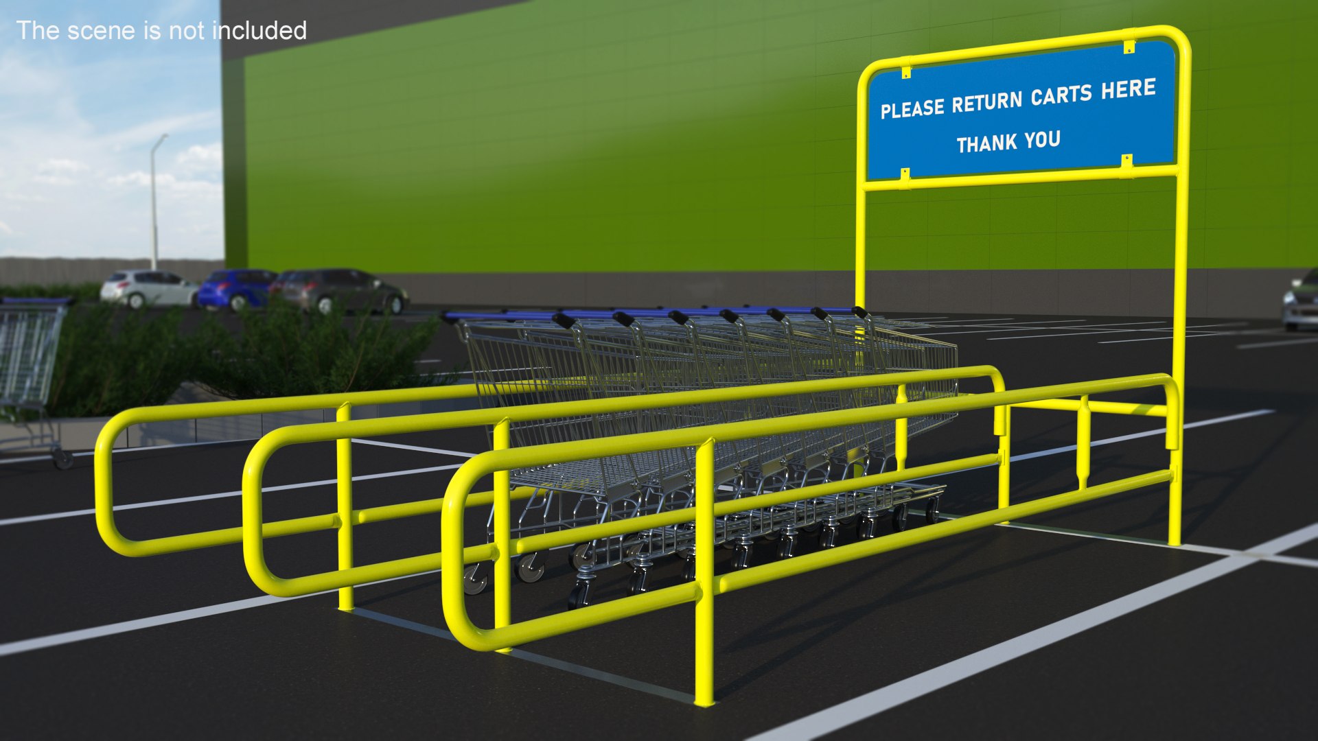 3D Cart Corral Double Yellow - TurboSquid 2028412