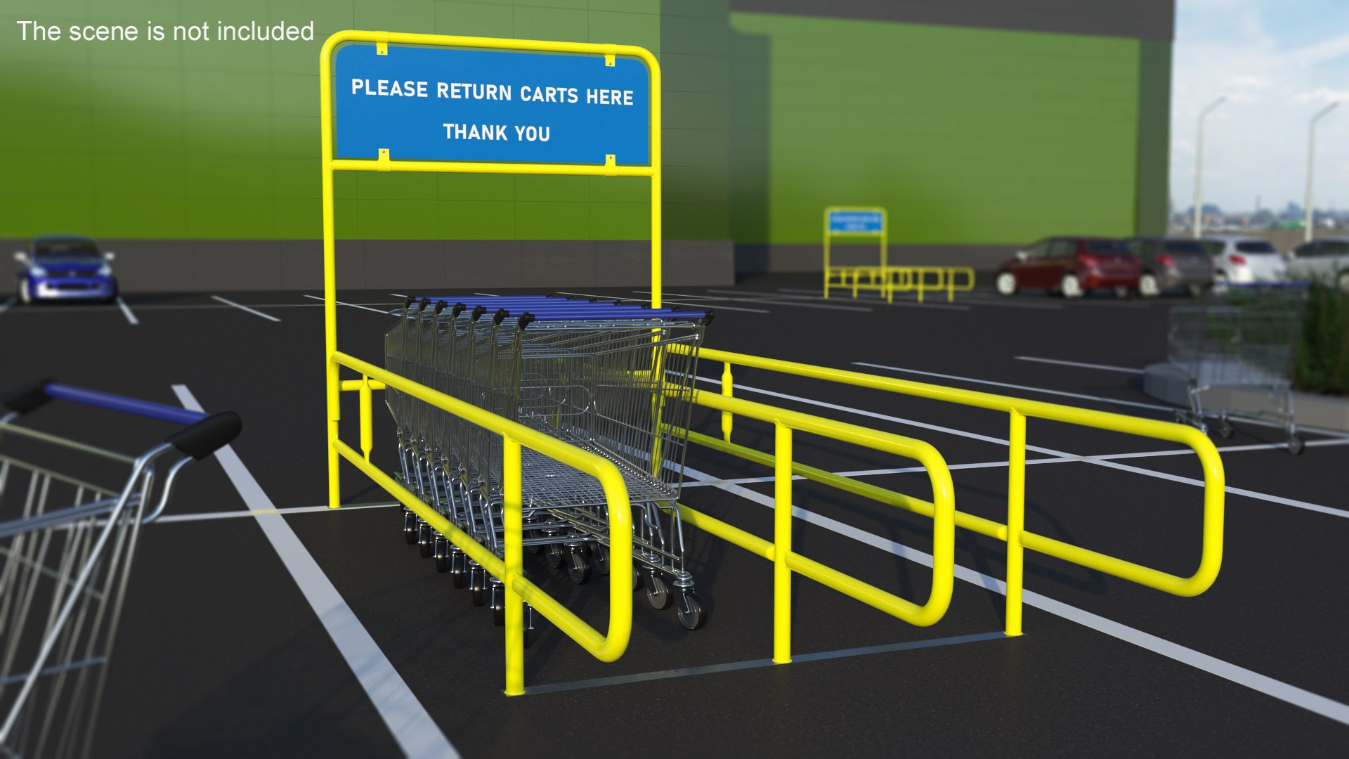 3D Cart Corral Double Yellow - TurboSquid 2028412