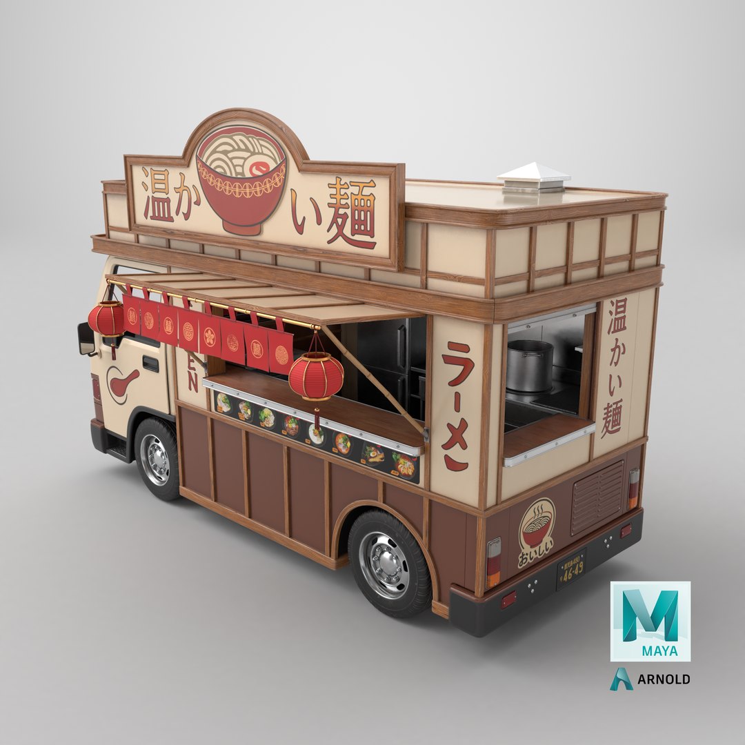 Japanese Generic Ramen Food Truck PBR Model - TurboSquid 2415510