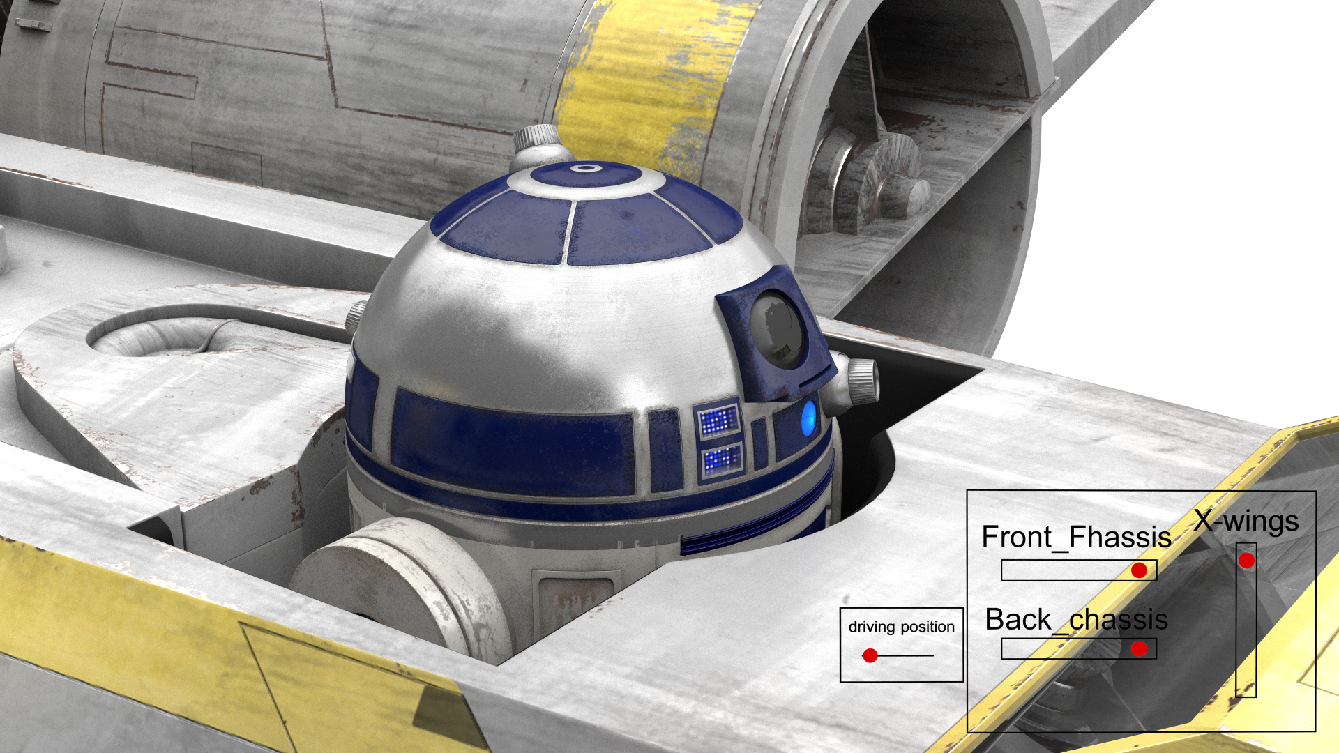 3D Model Starfighter X-Wing With Droid R2-D2 Rigged For Maya ...