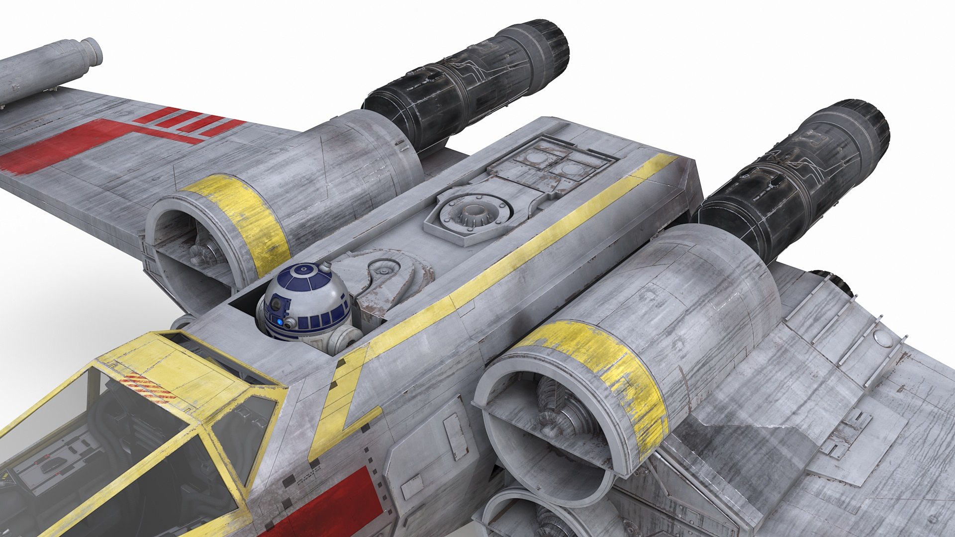 3D Model Starfighter X-Wing With Droid R2-D2 Rigged For Maya ...