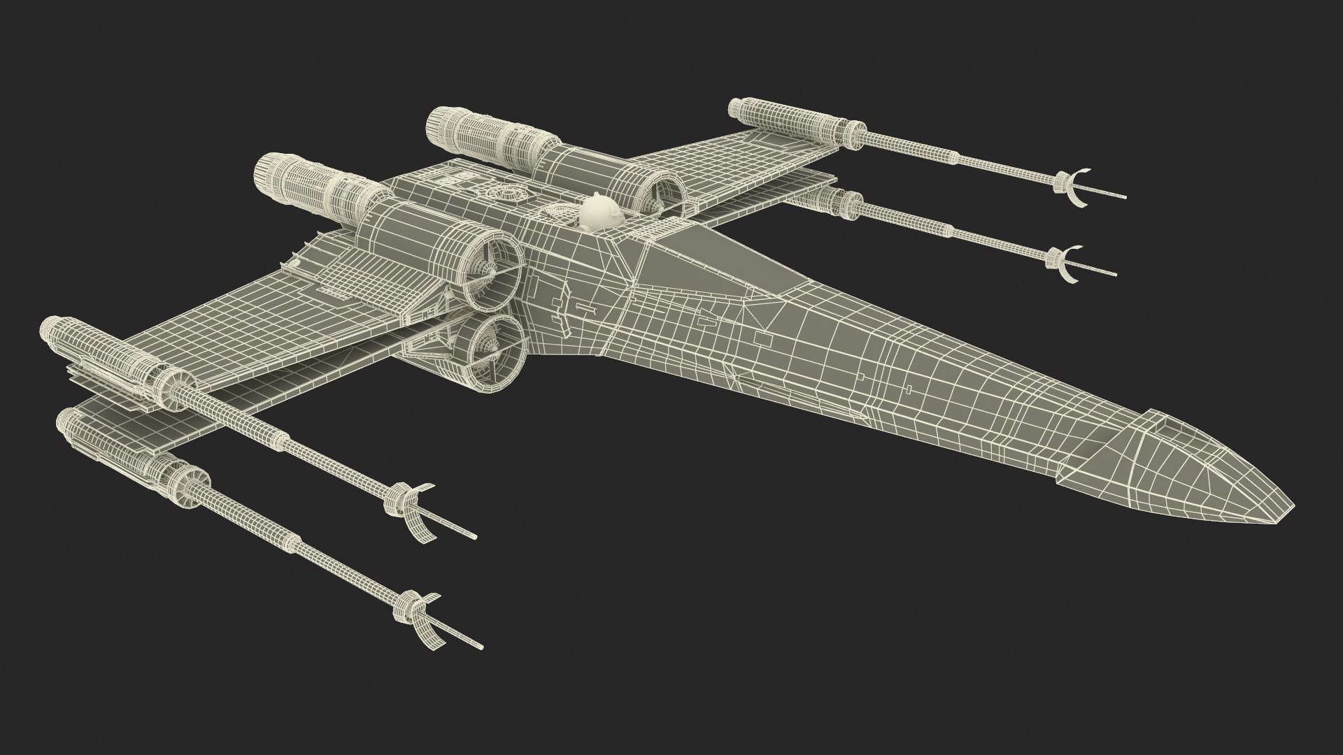 3D Model Starfighter X-Wing With Droid R2-D2 Rigged For Maya ...