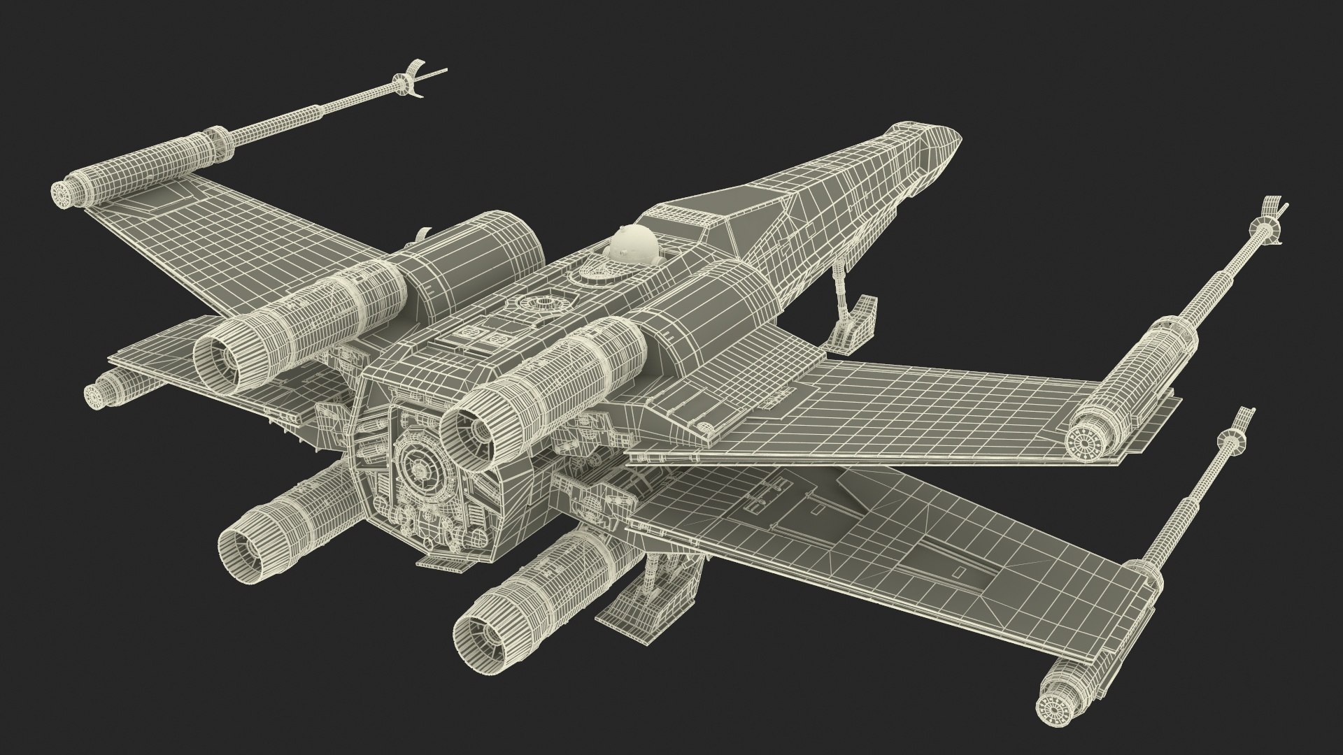 3D Model Starfighter X-Wing With Droid R2-D2 Rigged For Maya ...