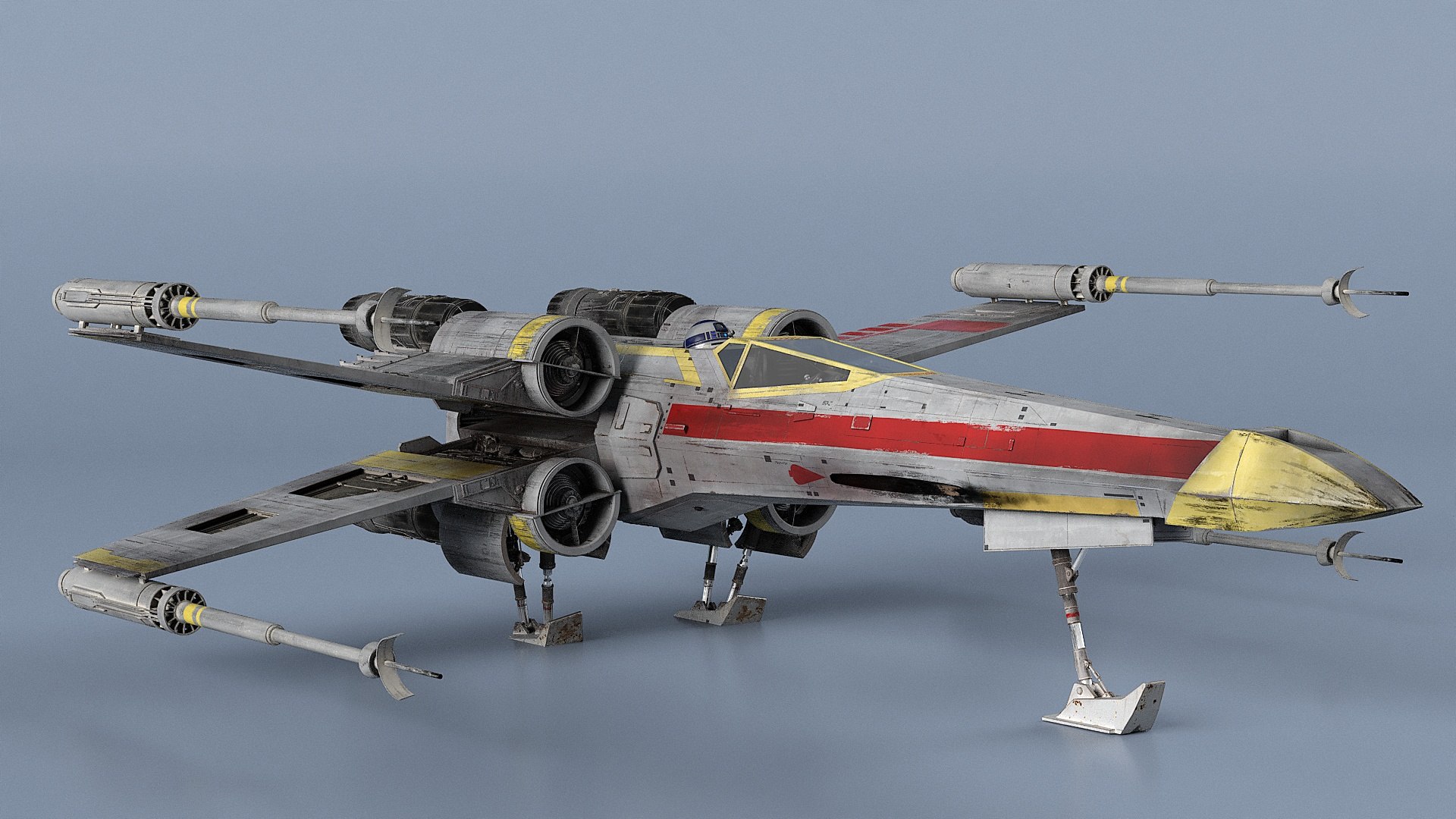 3D Model Starfighter X-Wing With Droid R2-D2 Rigged For Maya ...