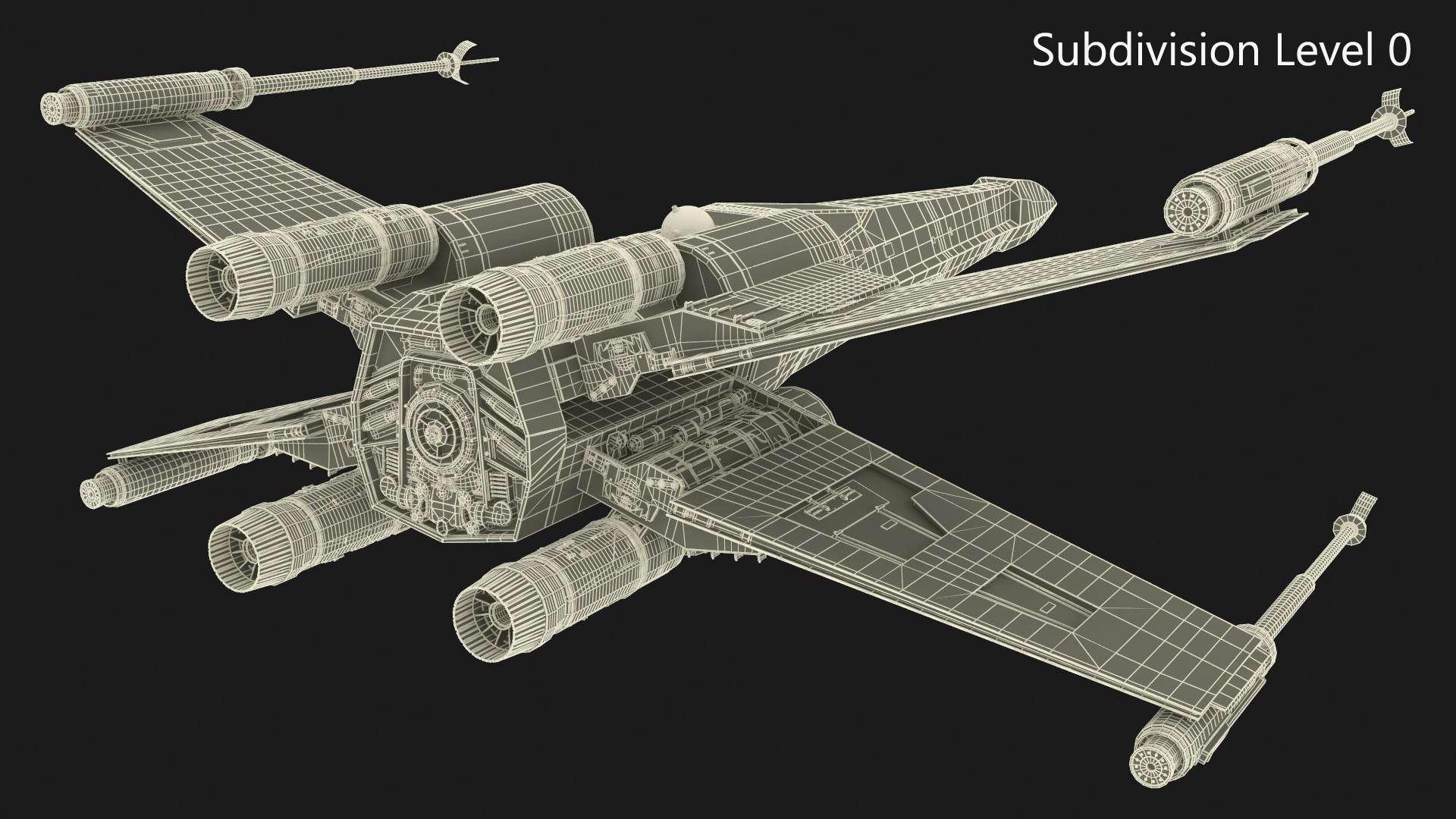 3D Model Starfighter X-Wing With Droid R2-D2 Rigged For Maya ...