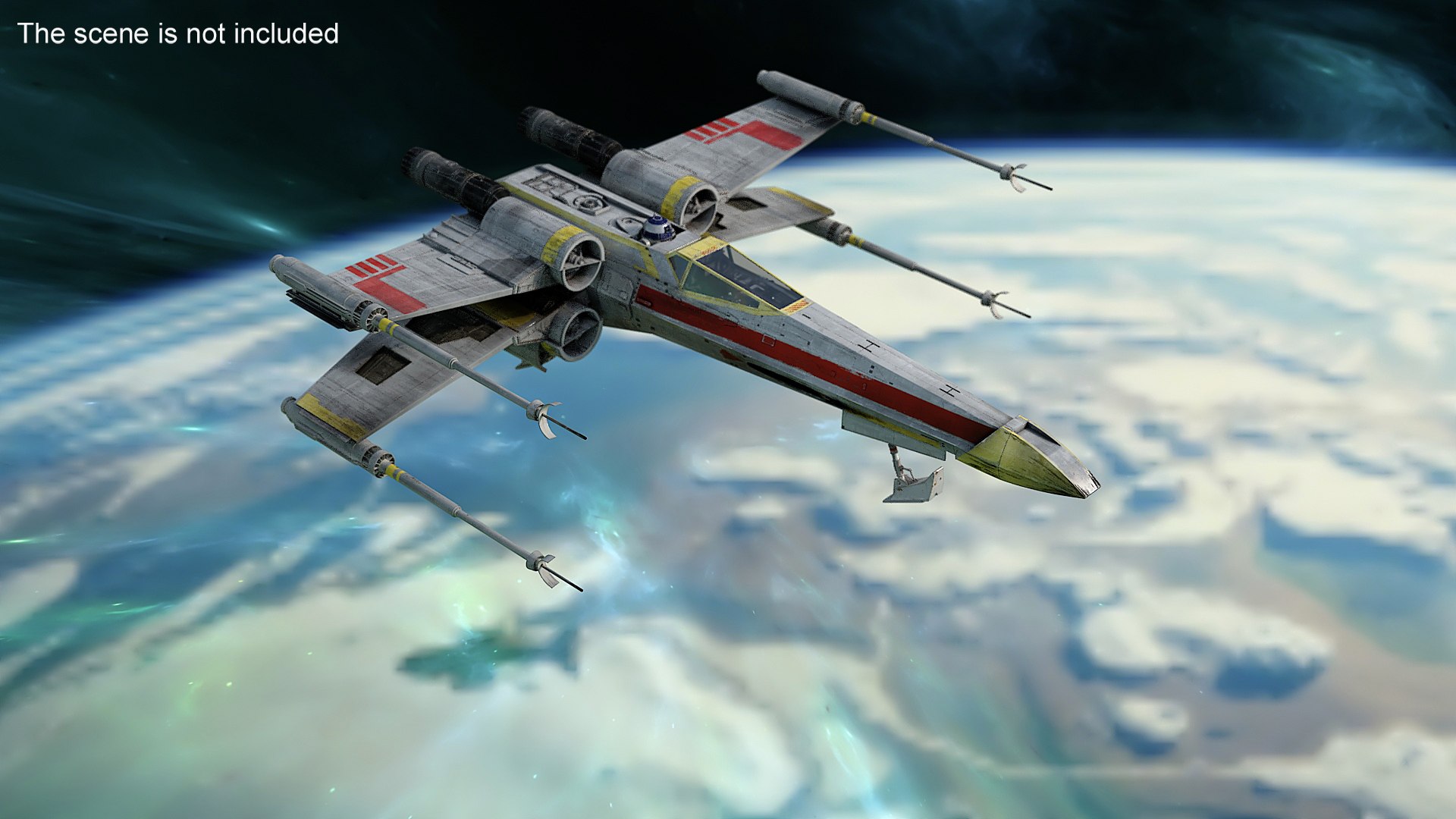 3D Model Starfighter X-Wing With Droid R2-D2 Rigged For Maya ...