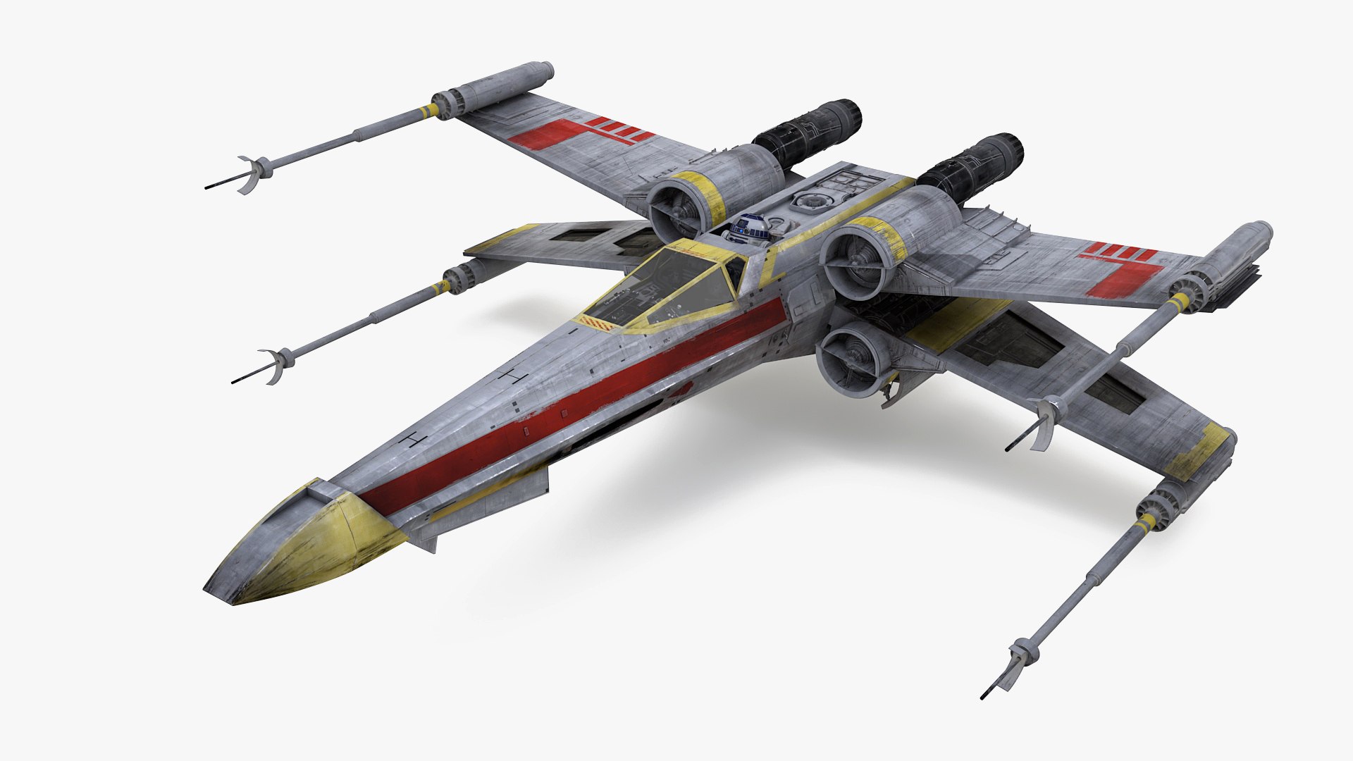 3D Model Starfighter X-Wing With Droid R2-D2 Rigged For Maya ...