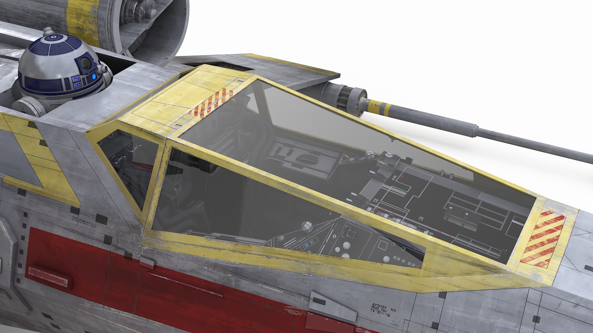 3D Model Starfighter X-Wing With Droid R2-D2 Rigged For Maya ...