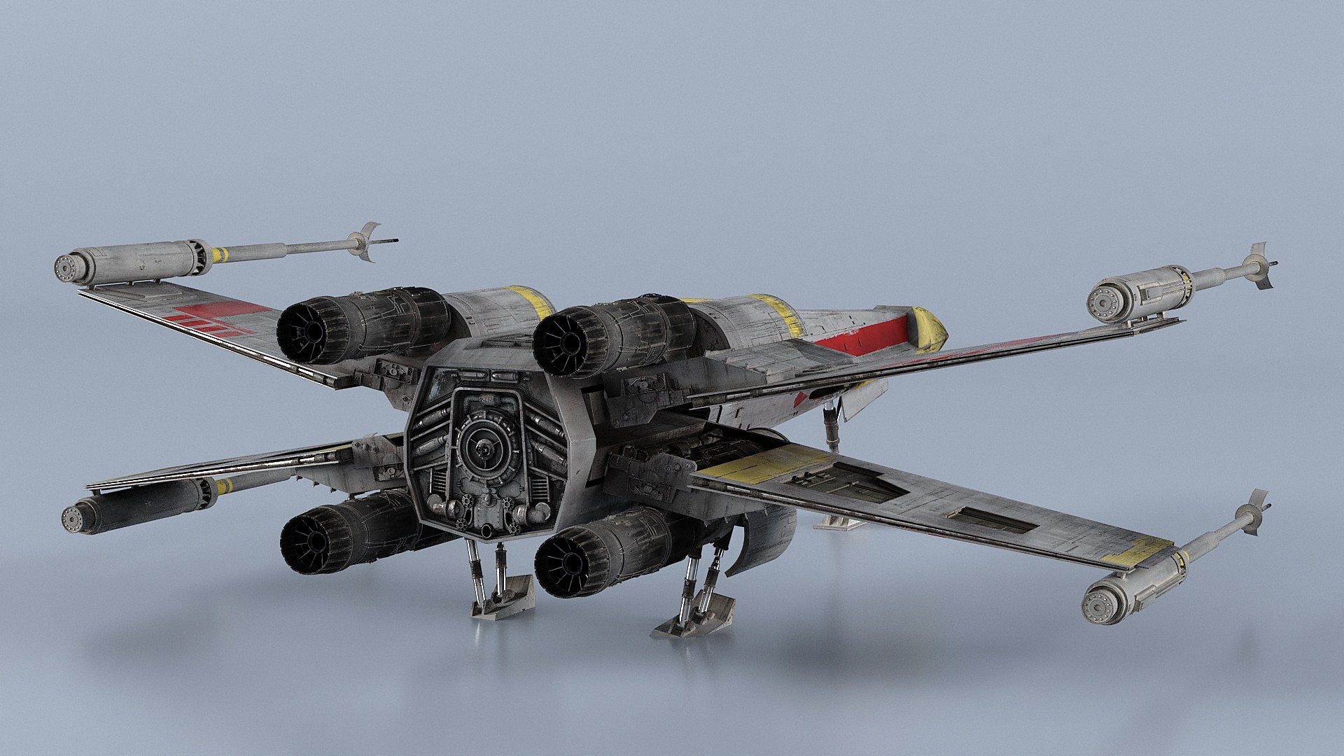 3D Model Starfighter X-Wing With Droid R2-D2 Rigged For Maya ...