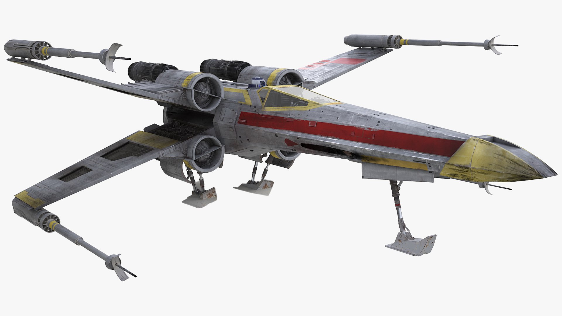 3D Model Starfighter X-Wing With Droid R2-D2 Rigged For Maya ...