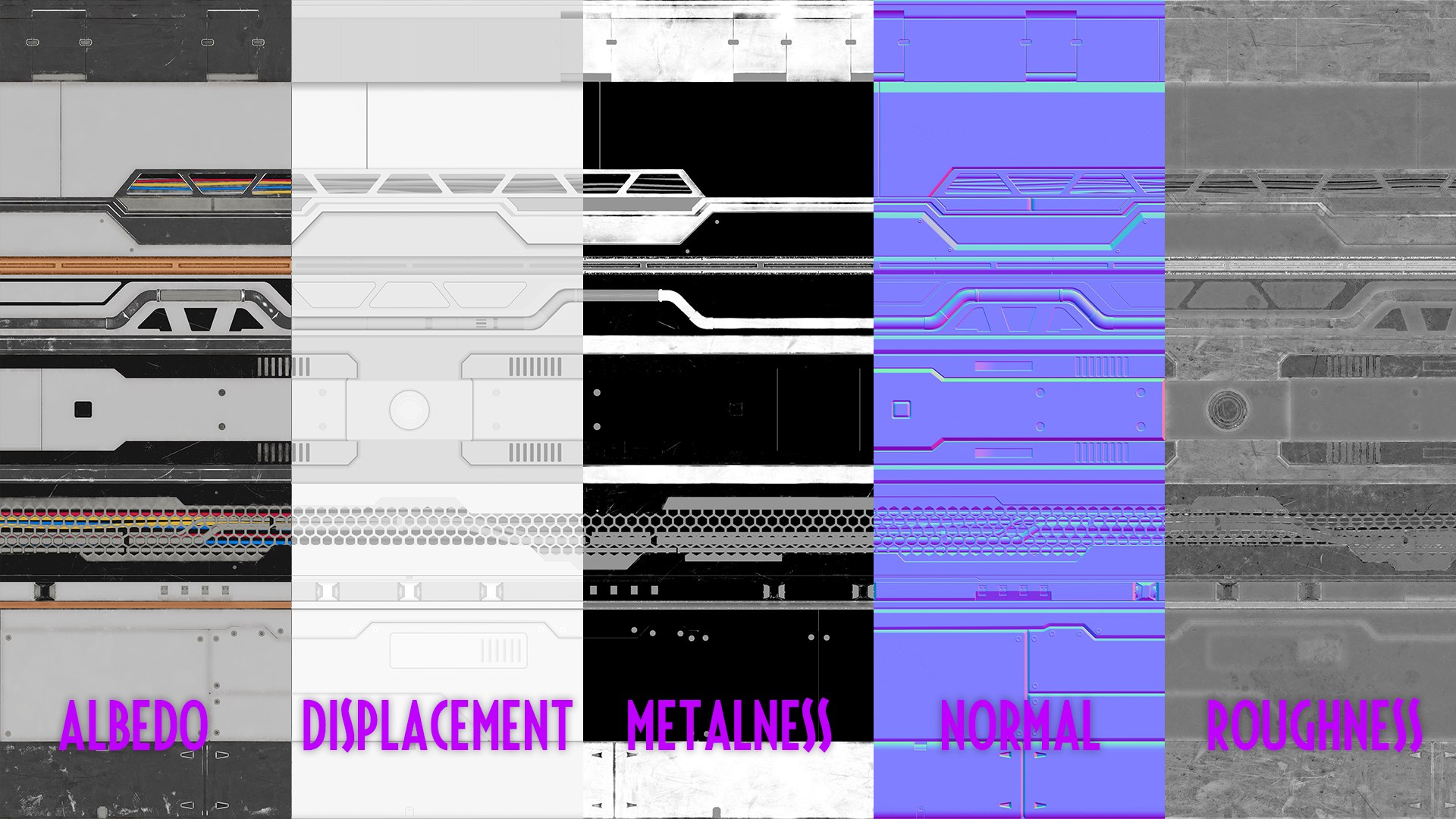 3D Scifi Trim Sheet Panels Texture Packs PBR - TurboSquid 1807039