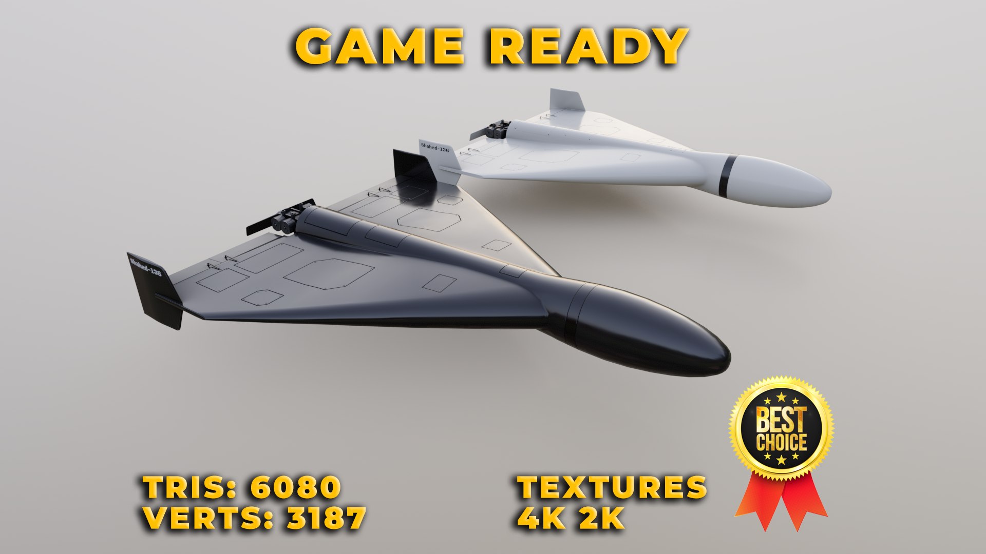 Shahed-136 Kamikaze Drone Low-poly 3D Model - TurboSquid 2337846