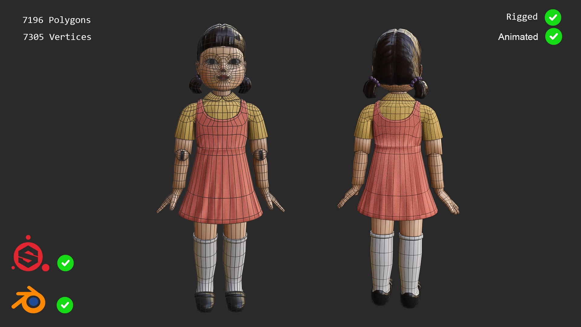 3D Squid Game Doll - Low Poly Rigged 3D Model - TurboSquid 2332274