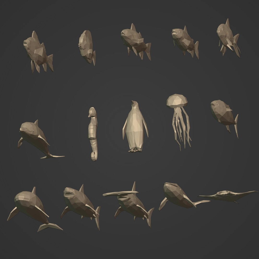 Cartoon sea animals 3D model - TurboSquid 1486291
