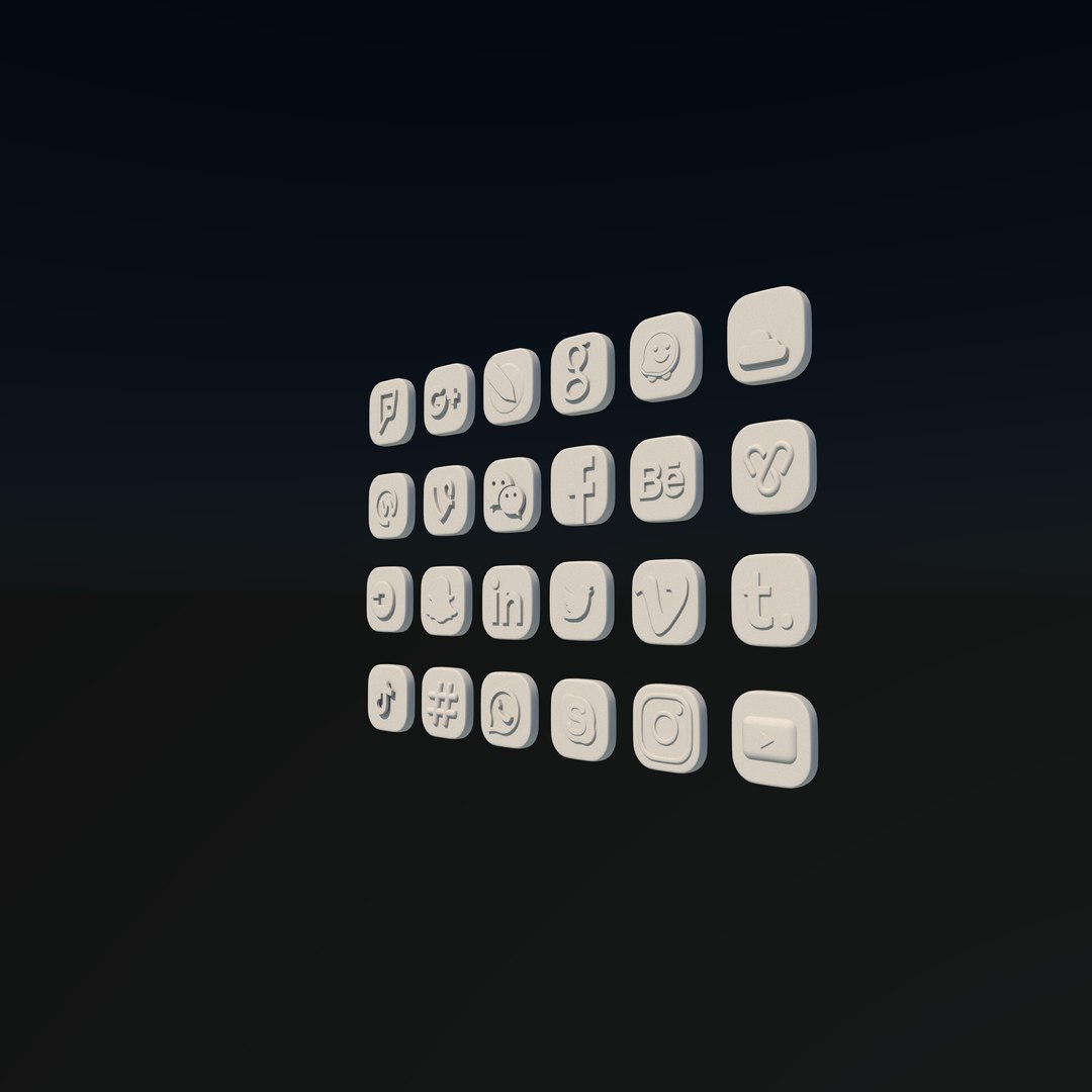 3D Model Social Media Icons 3D Model - TurboSquid 2360358