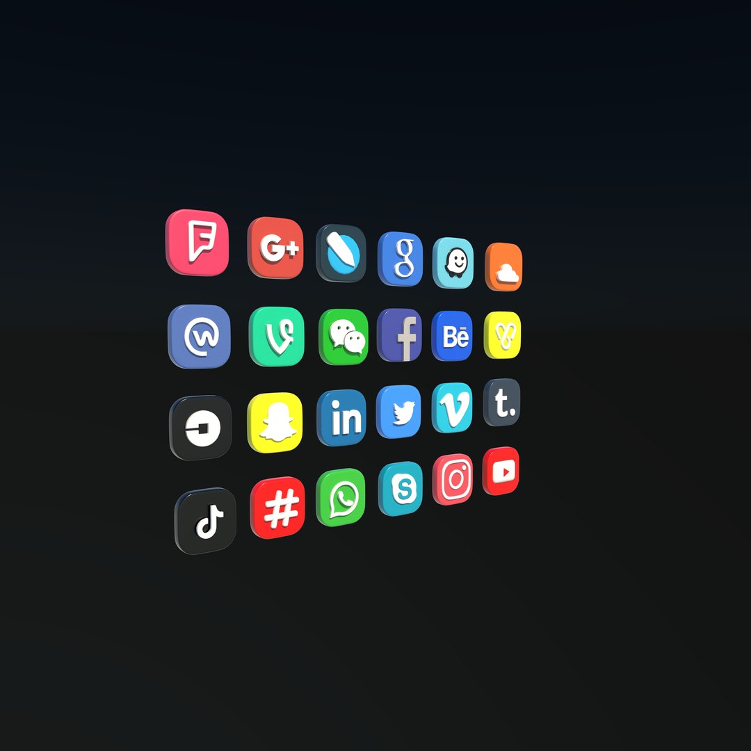 3D Model Social Media Icons 3D Model - TurboSquid 2360358