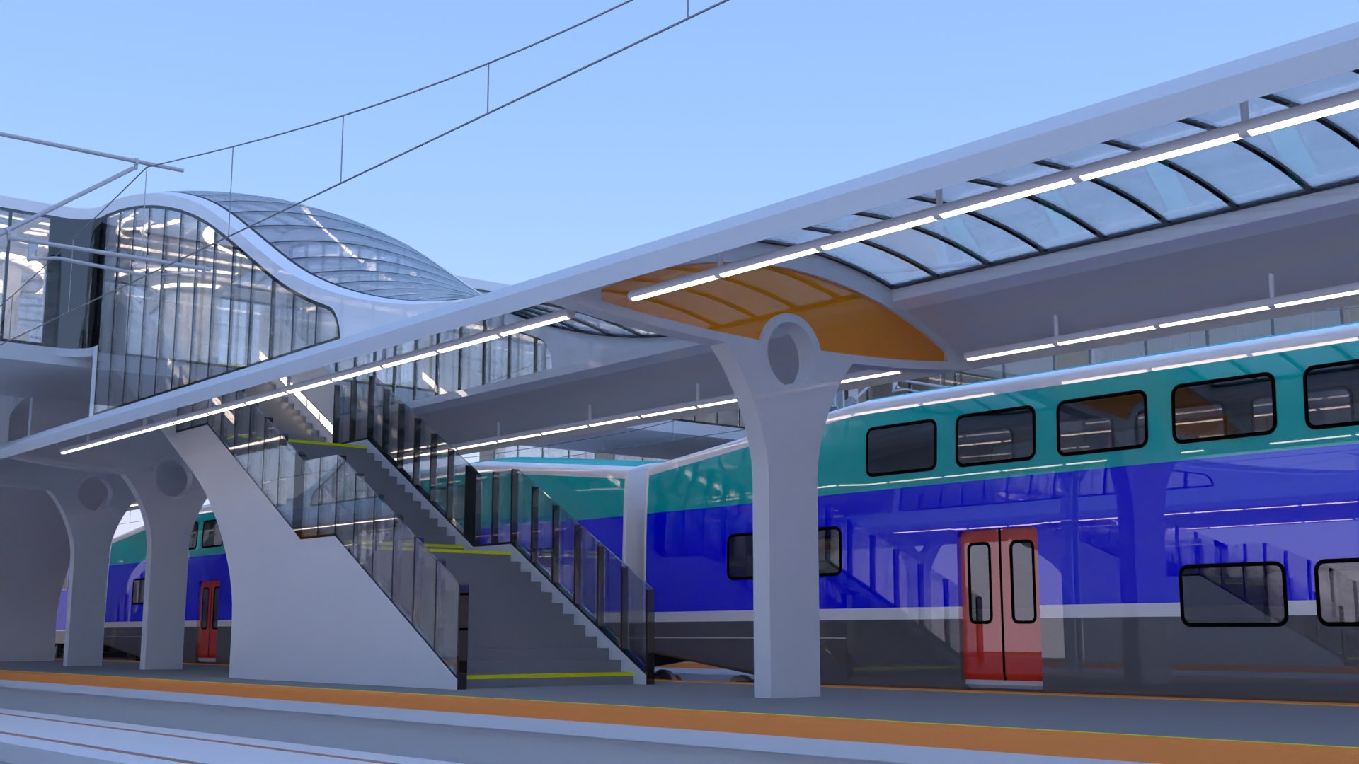 Station With BiLevel Train IV 3D Model - TurboSquid 2313340