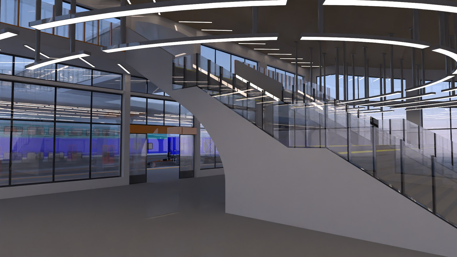 Station With BiLevel Train IV 3D Model - TurboSquid 2313340