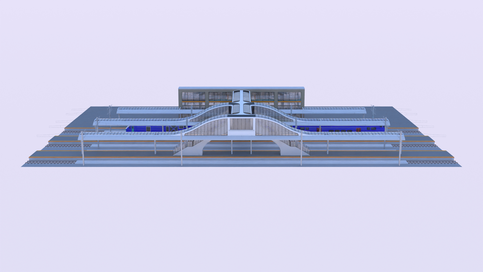 Station With BiLevel Train IV 3D Model - TurboSquid 2313340