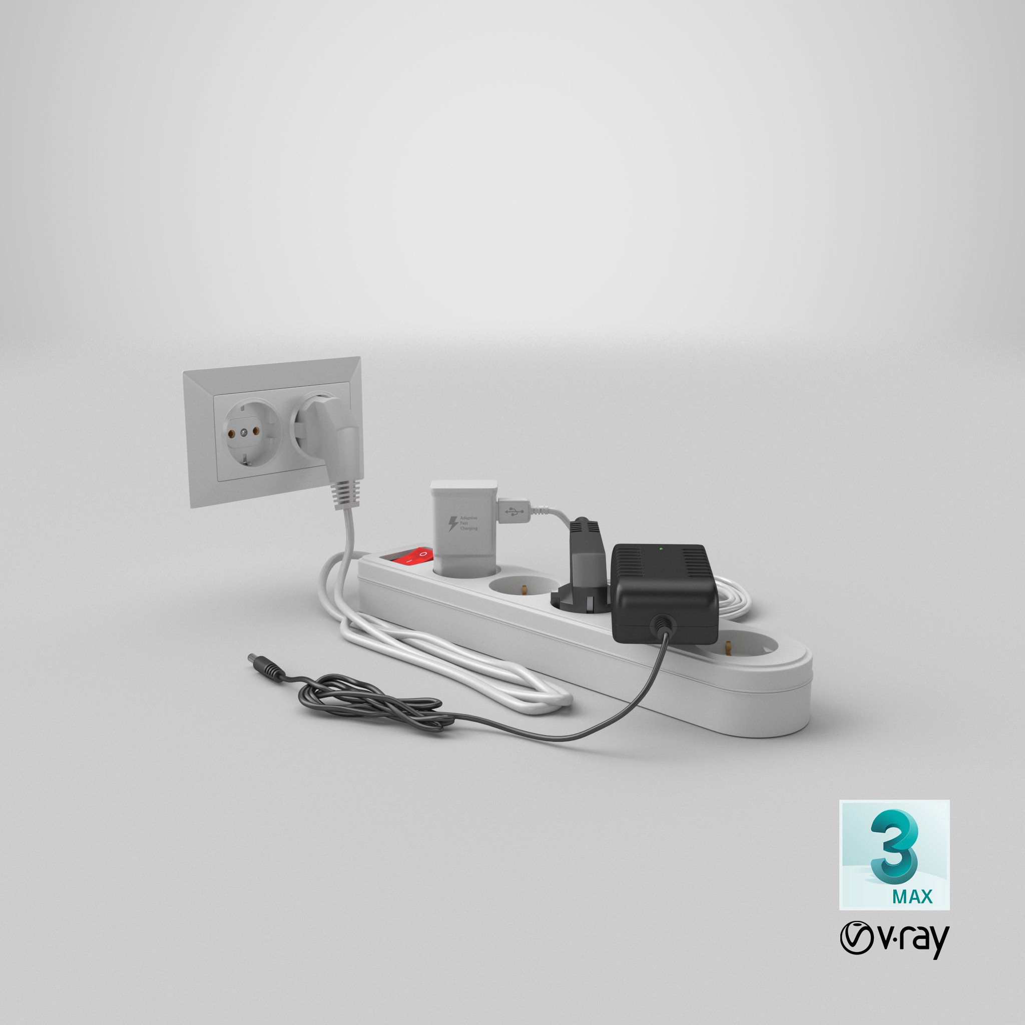 3D model Power Strip With Plugs - TurboSquid 1895753