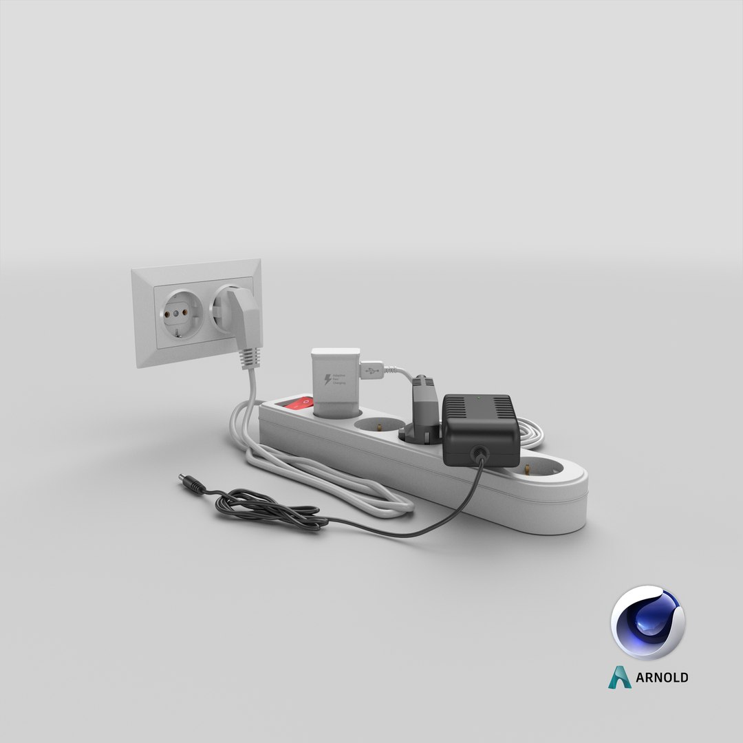 3D model Power Strip With Plugs - TurboSquid 1895753